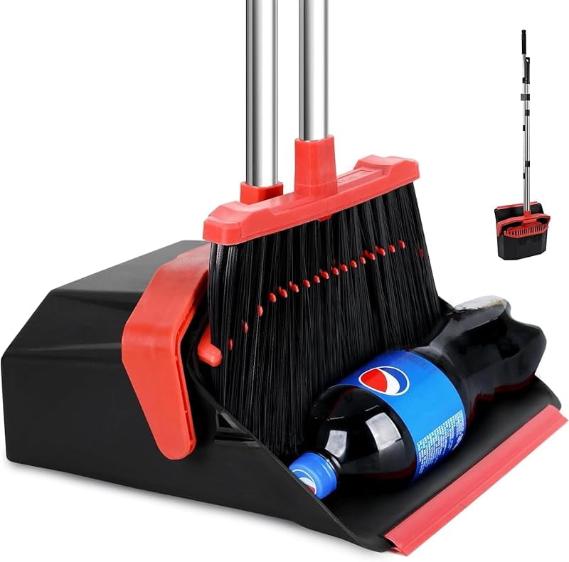 Upgrade Broom and Dustpan Set, Broom with Dustpan Combo Sets, Large ...