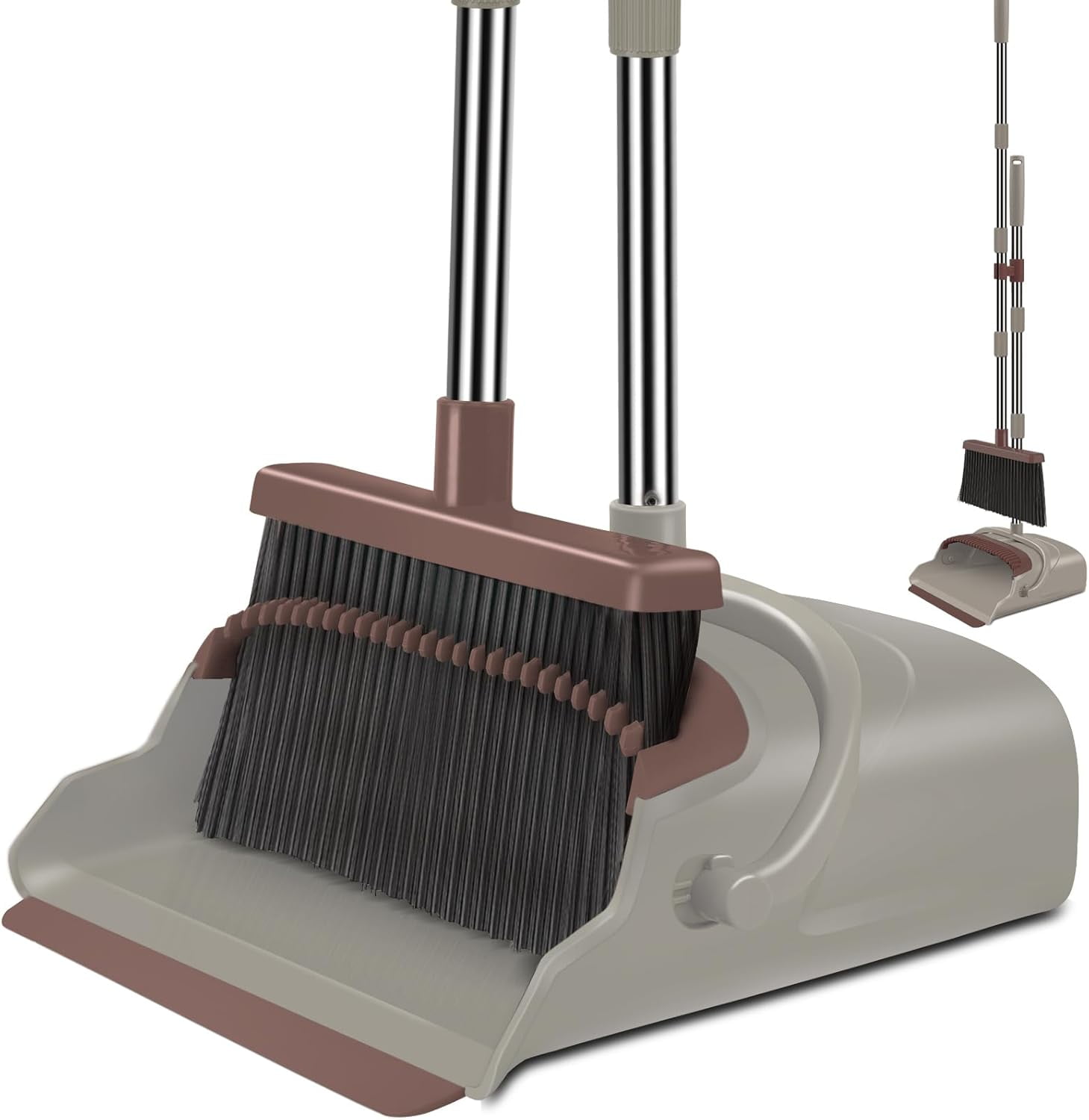 Upgrade Broom and Dustpan Set, Self-Cleaning with Dustpan Teeth, Ideal for Dog Cat Pets Home Use ...