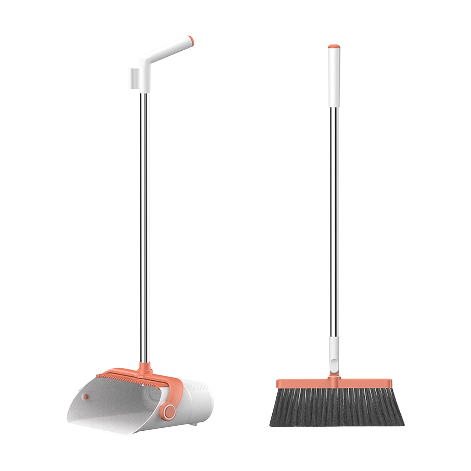 Upgrade Broom and Dustpan Set, Self-Cleaning with Dustpan Teeth, Indoor ...
