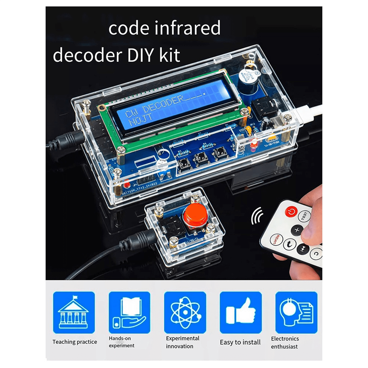 Upgrade CW Morse Code Infrared Decoder Electronic DIY Production Kit ...