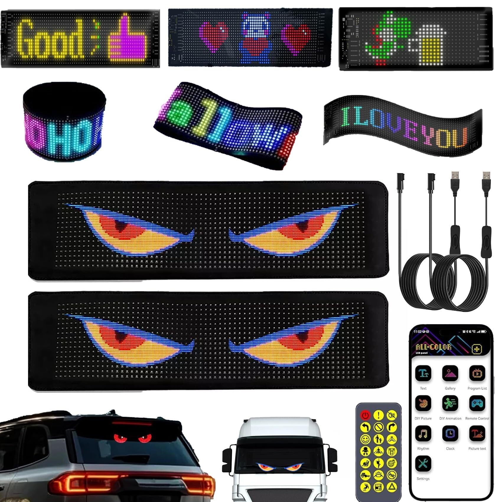 Upgrade Devil Eyes Light for Cars DIY Dynamic Windshield Eyes Animated ...