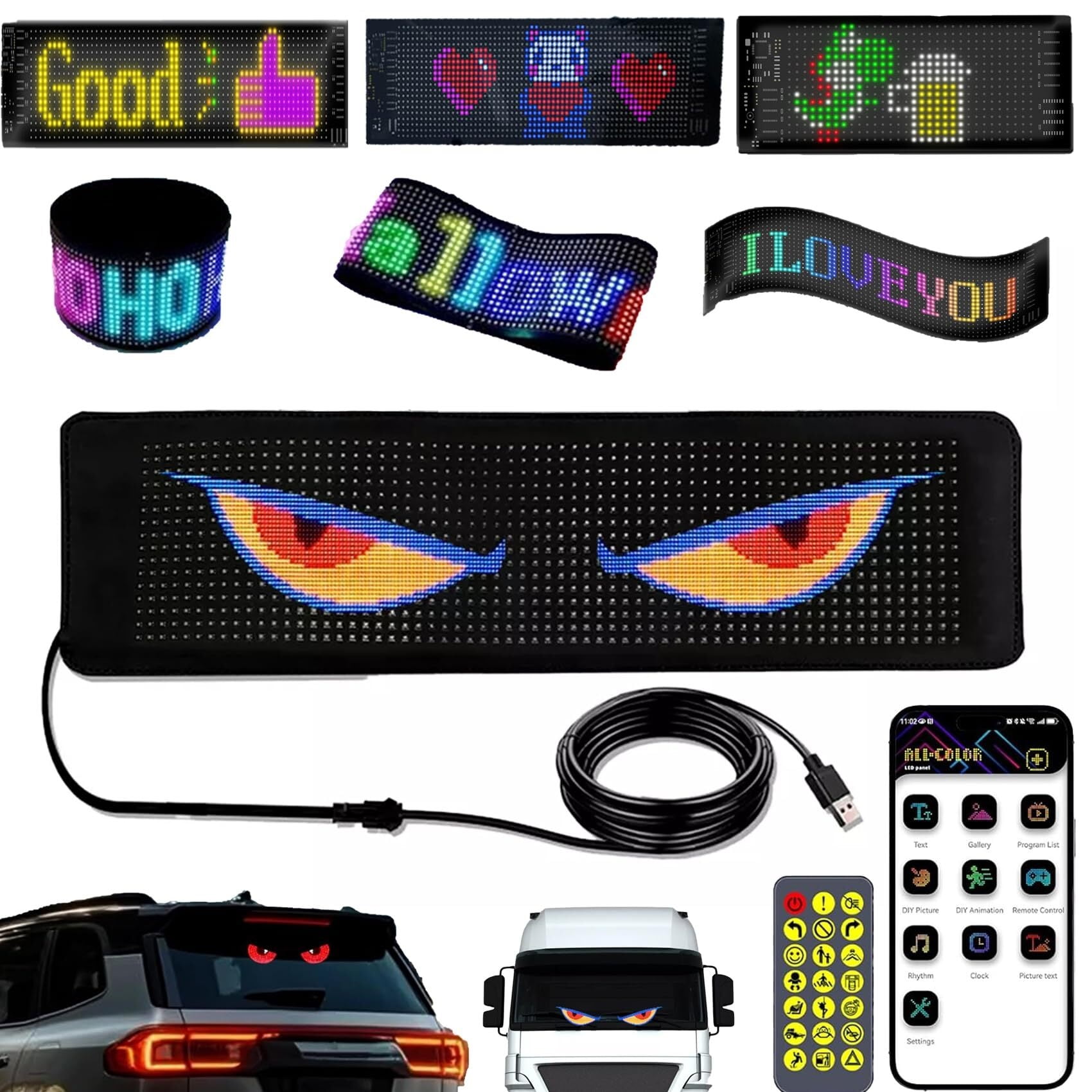 Upgrade Devil Eyes Light for Cars DIY Dynamic Windshield Eyes Animated ...