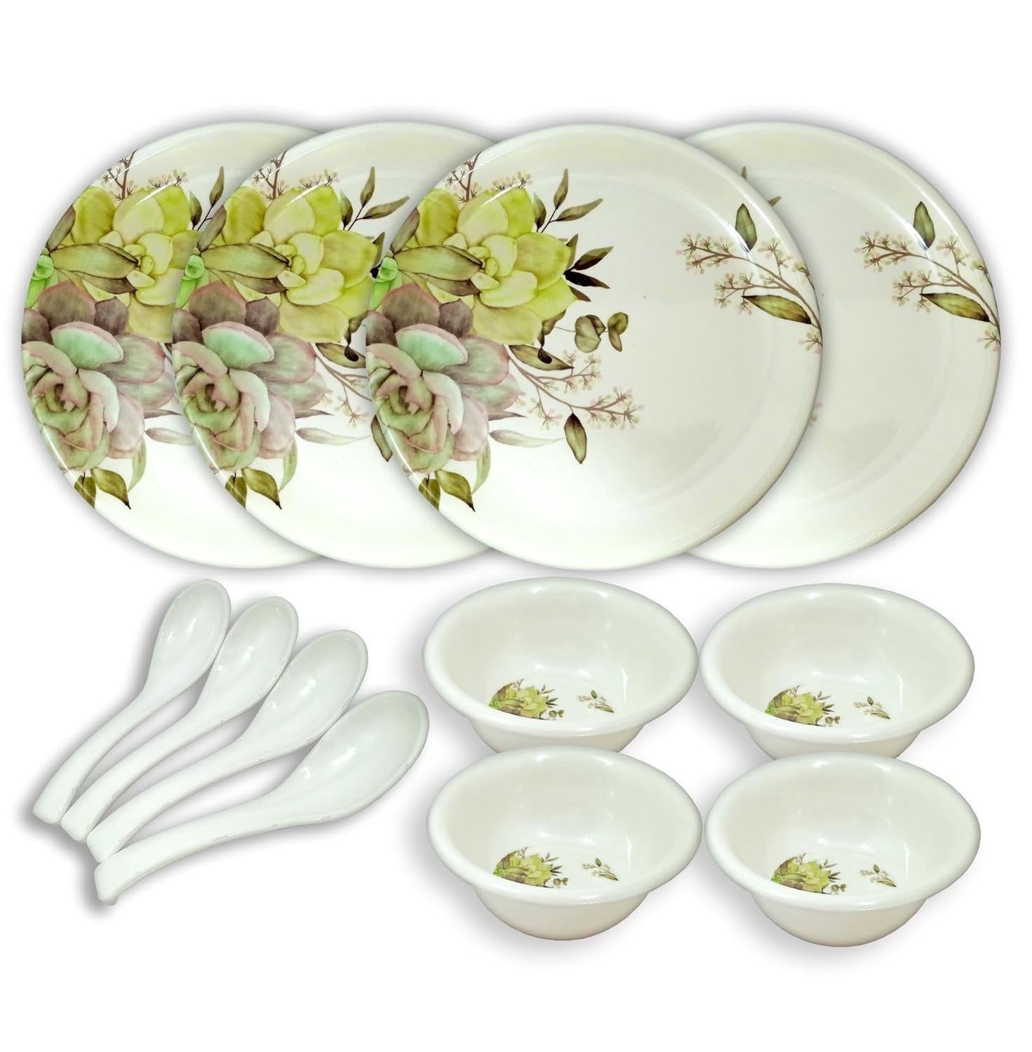 Upgrade Your Dinning with Our 12Piece Melamine Dinner Set Includes 4 ...