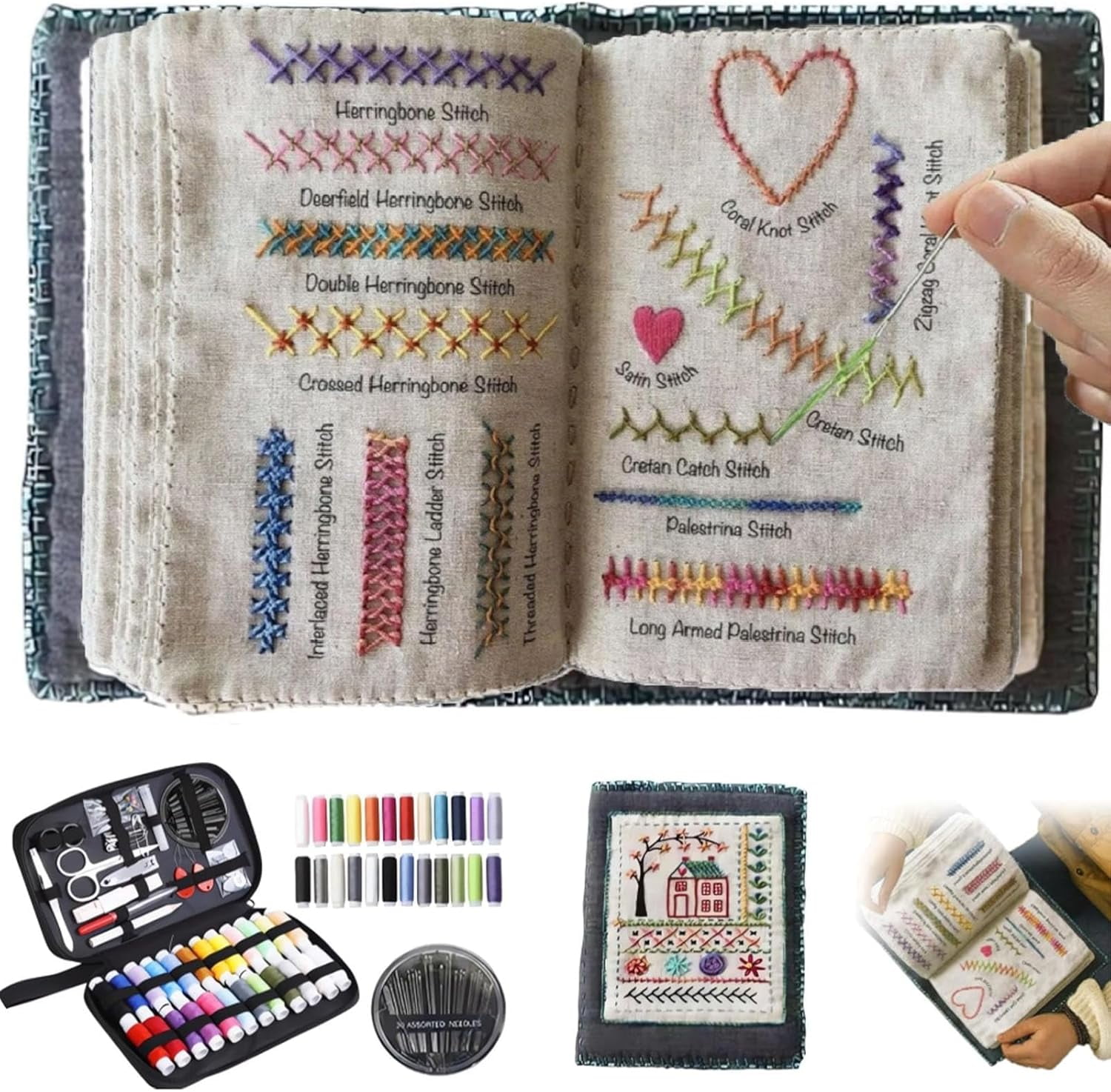 Upgrade Embroidery Stitch Book Kit,Portable All Scenario Embroom Book ...