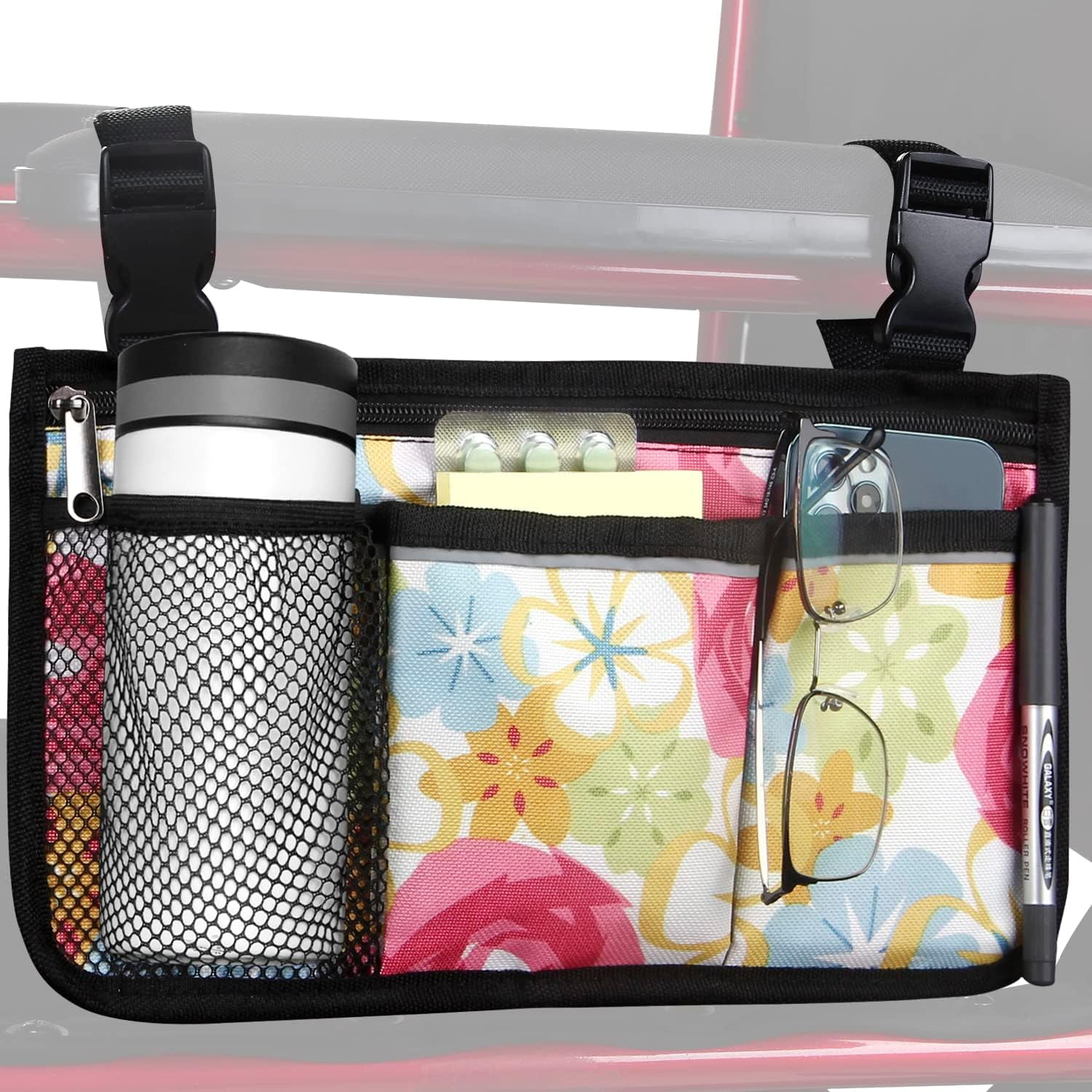 Upgrade Flower Color Wheelchair Armrest Storage Pouch, Wheelchair Side ...