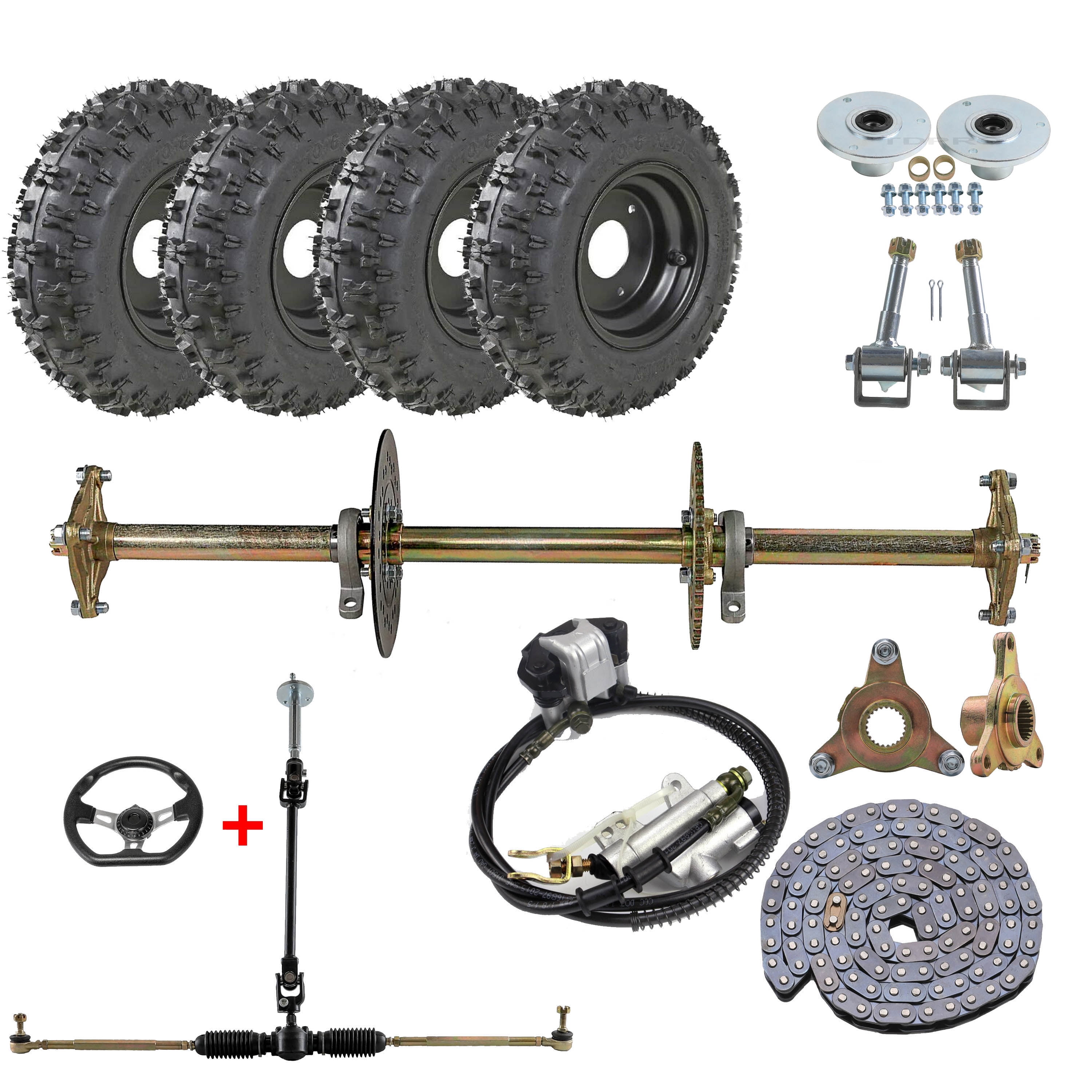 Upgrade Your Go Kart: 32" Rear Live Axle Kit with 6" Wheels Combo ...