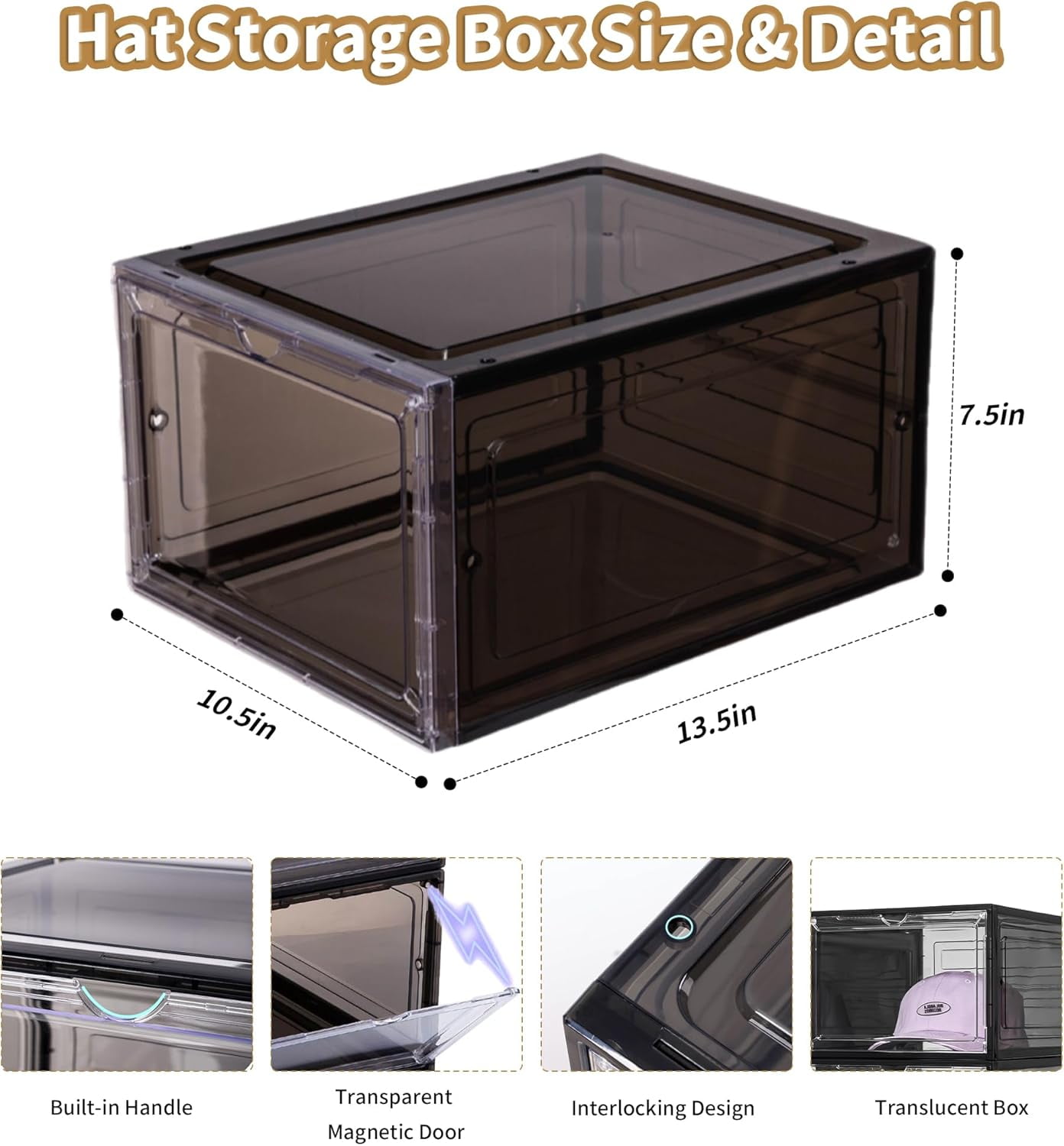 Upgrade Harder Solid Plastic Hat Organizer for Baseball Caps, 8 Pack ...