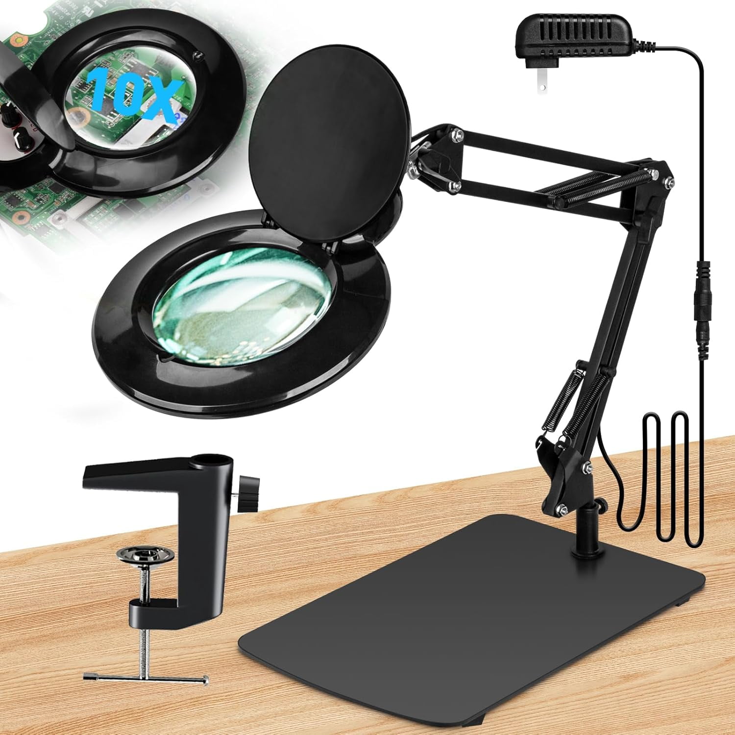 Upgrade Head Dual Dimmer 10X Magnifying Glass with Light and Stand, 2 ...