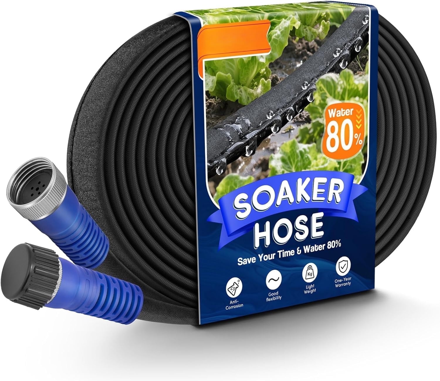 Upgrade Heavy Duty Soaker Hose 100FT, Thickened Flat Garden Hoses, Leak ...