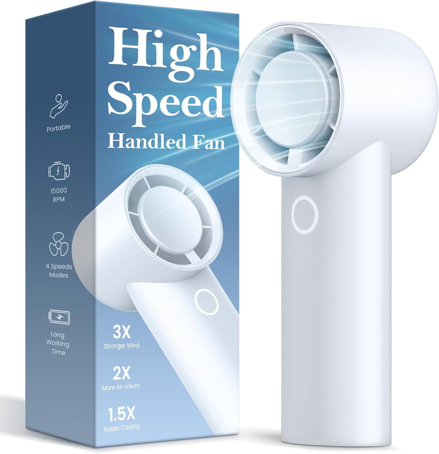 Upgrade High-Speed Portable Handheld Turbo Fan 6000mAh Personal Mini ...