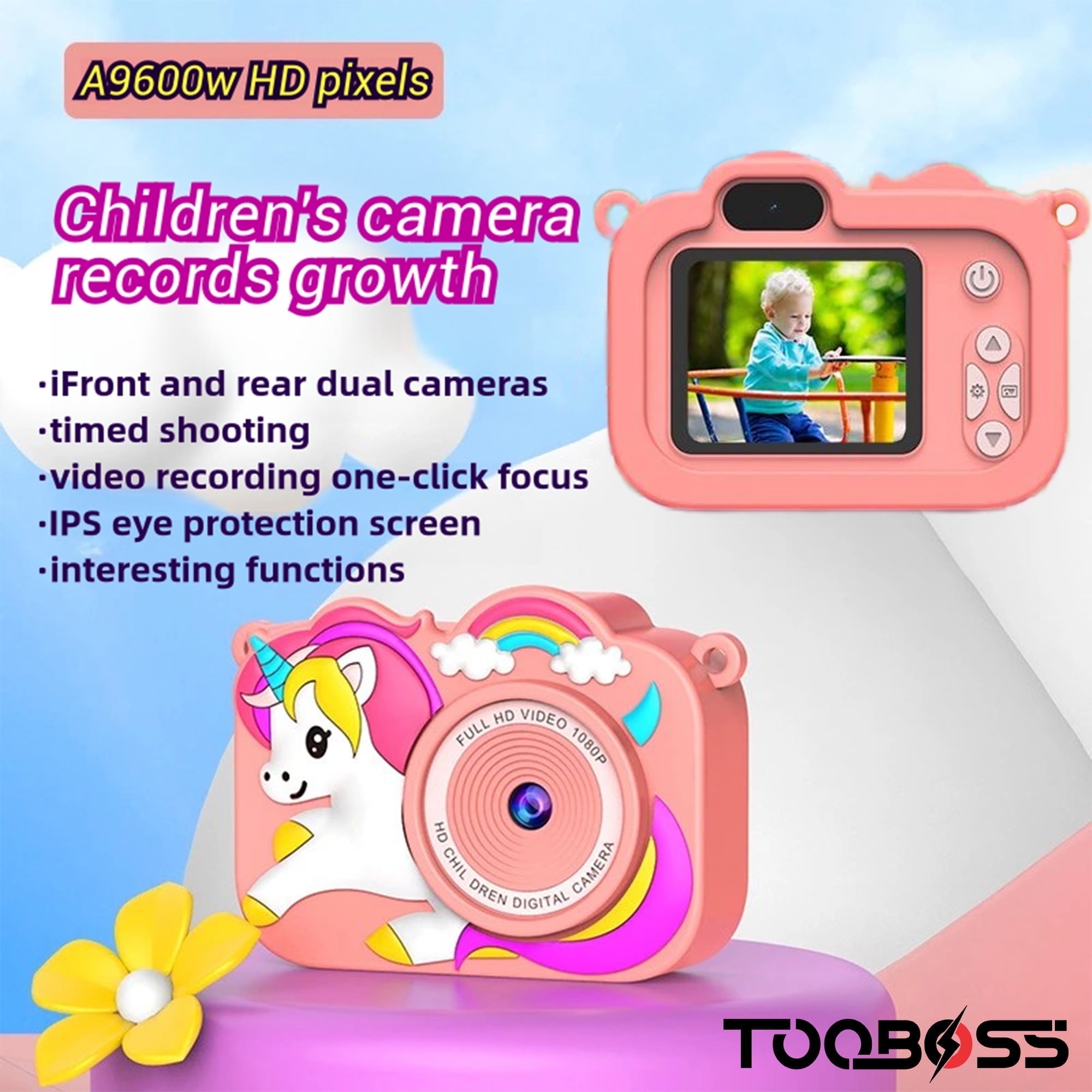 Upgrade Kids Camera with Cute Silicone Cover, 1080P HD Toddler Camera ...