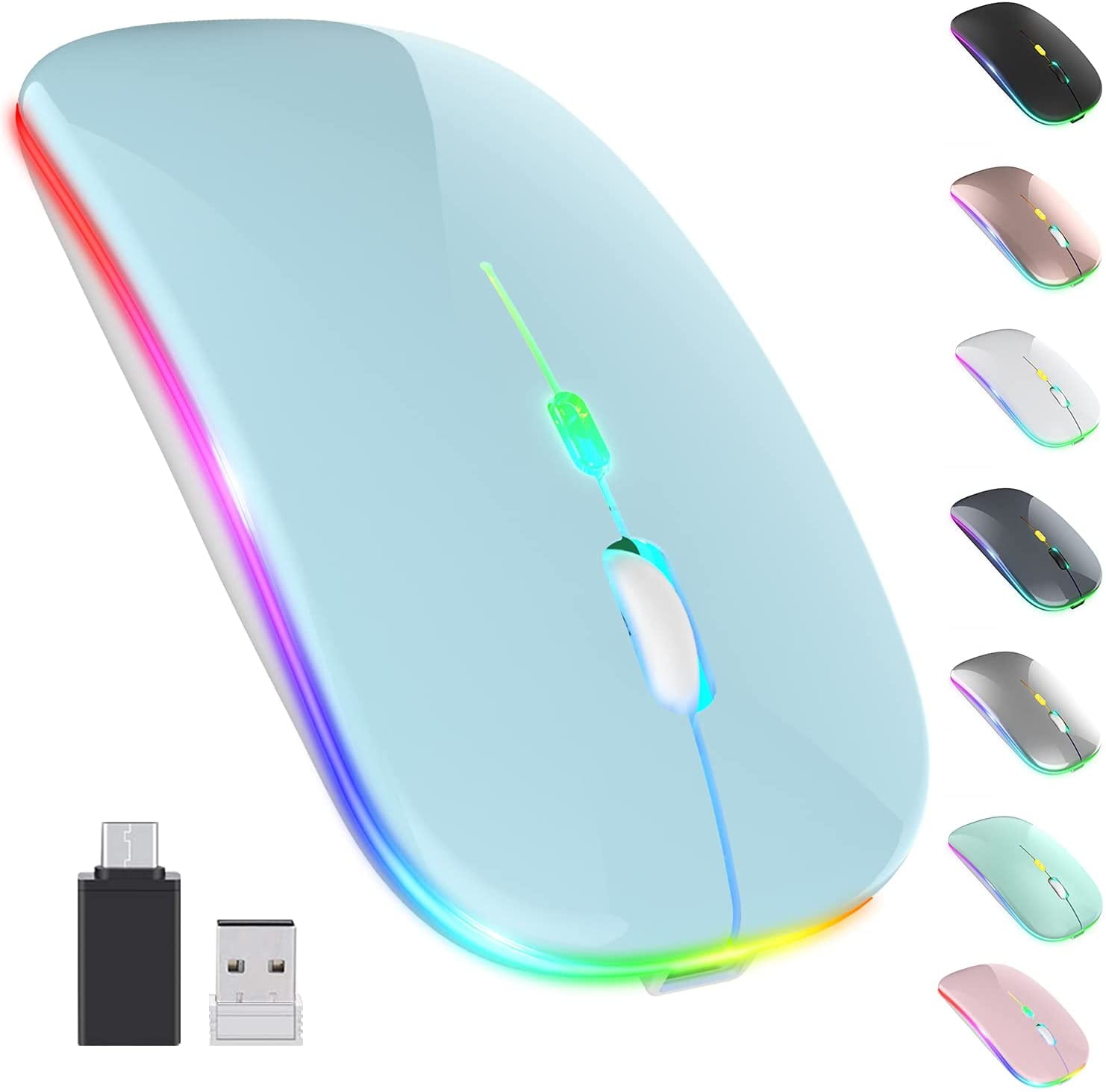 【Upgrade】 LED Wireless Mouse, Slim Silent Mouse 2.4G Portable Mobile ...