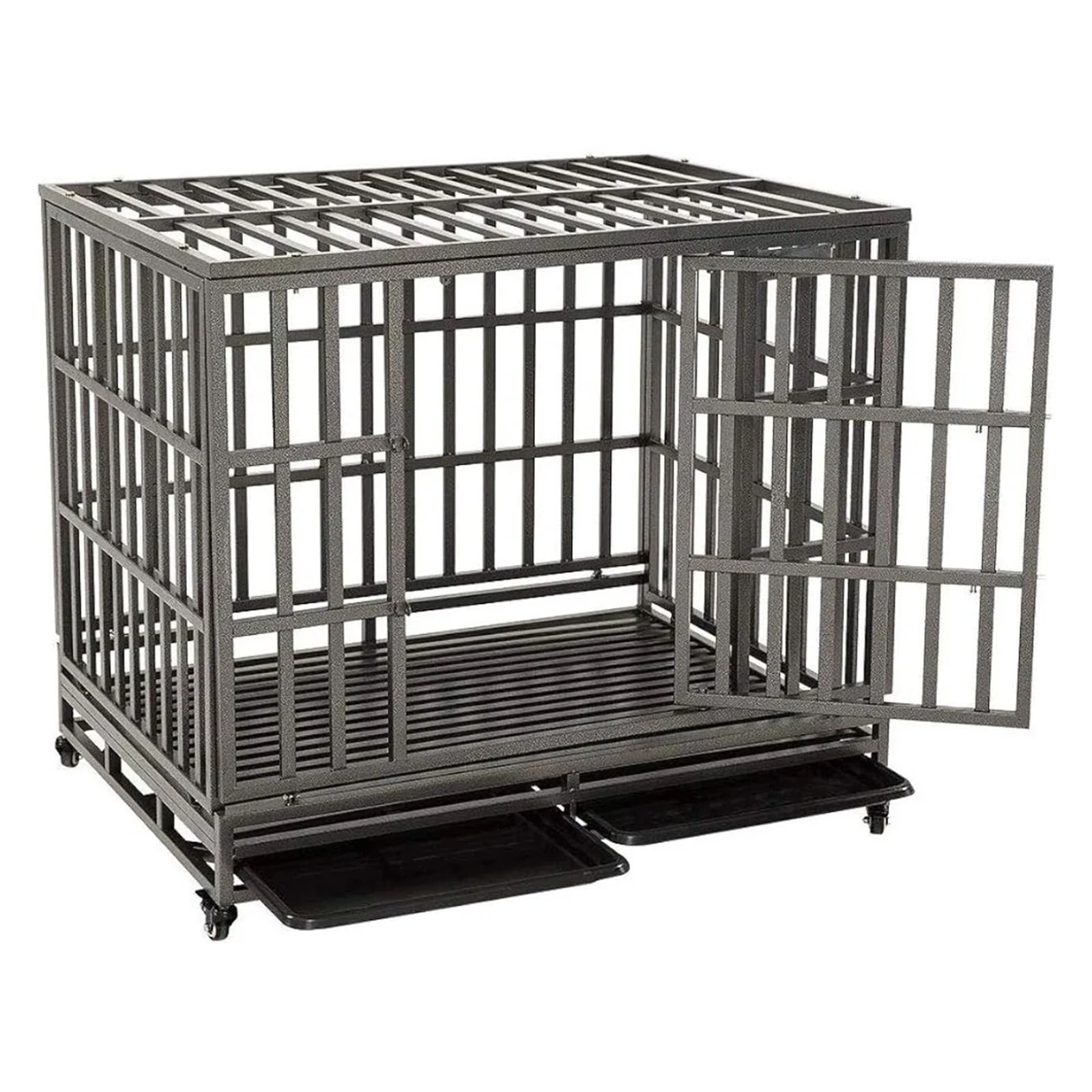 Upgrade Large Dog Cage With Black Cage On Four Wheels - Walmart.com
