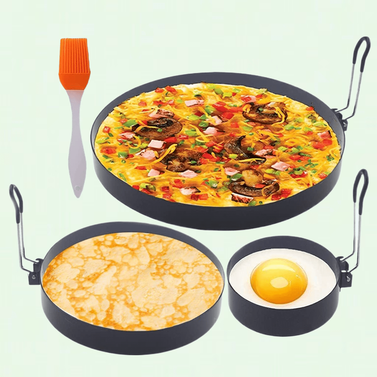 Upgrade Large Egg Rings 3-Pack, 8" Omelette Ring, 6" Pancake Mold Ring ...