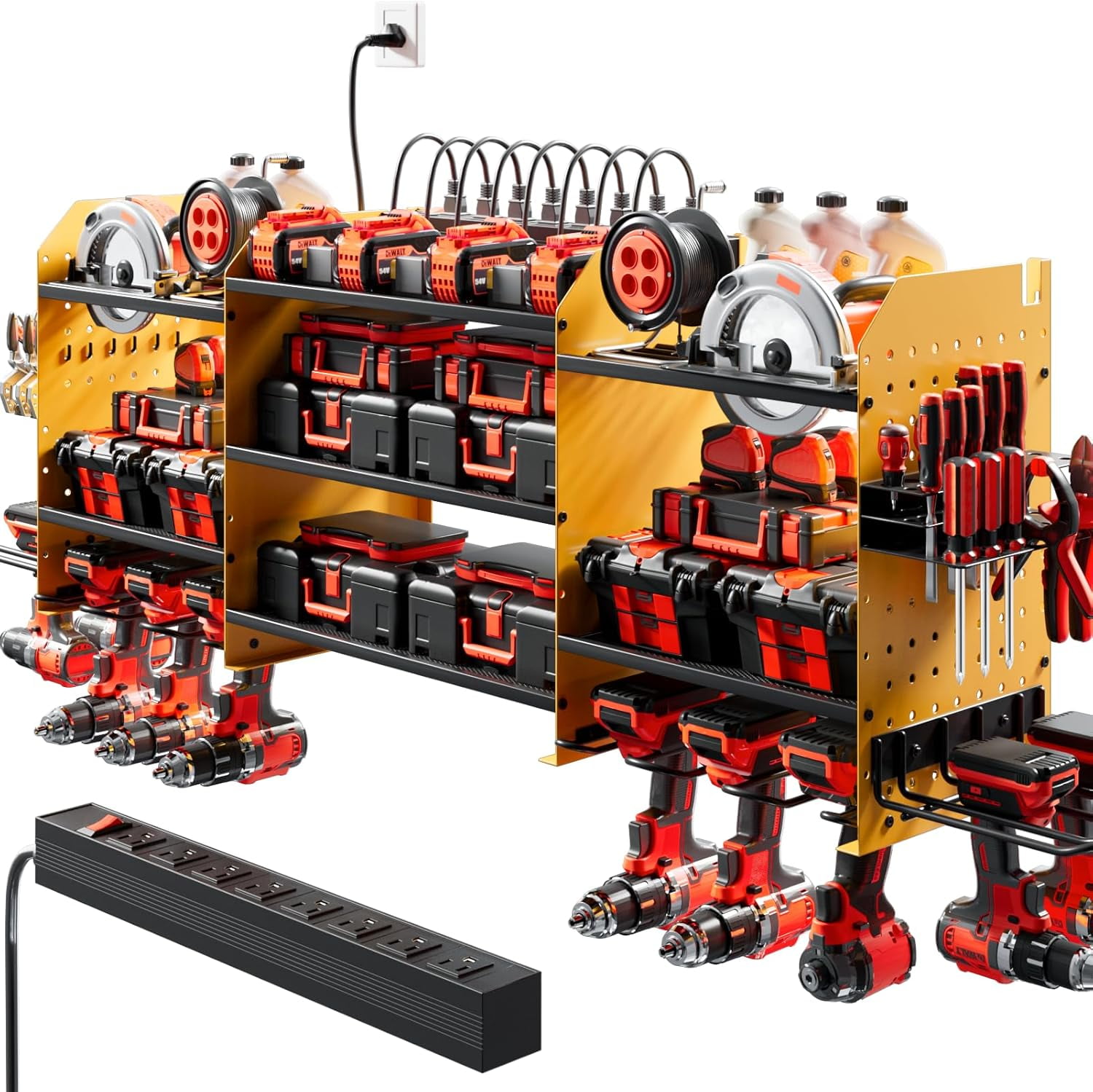Upgrade Large Power Tool Organizer Wall Mount with Charging Station ...