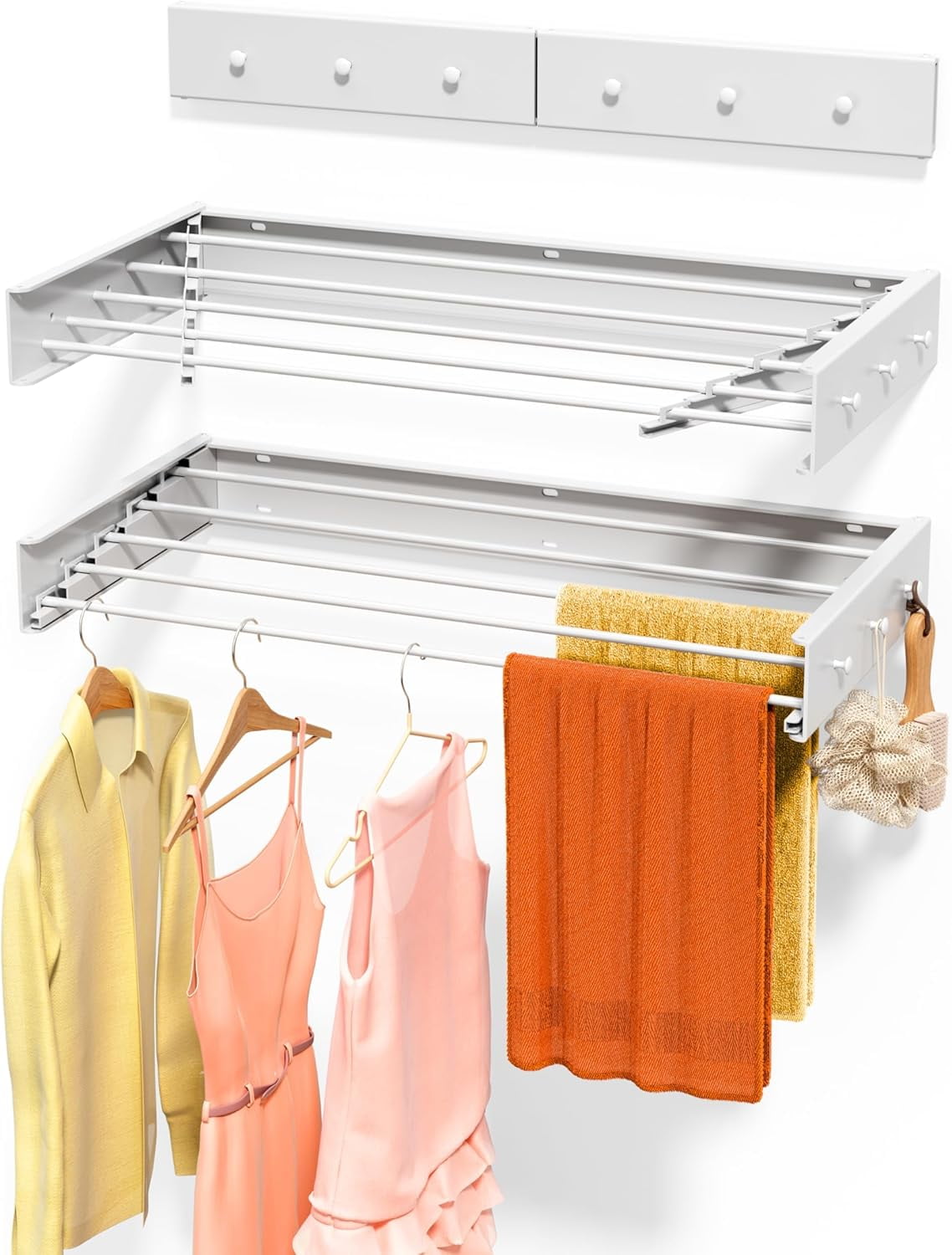 Upgrade Laundry Drying Rack Collapsible, Wall Mounted Drying Rack ...