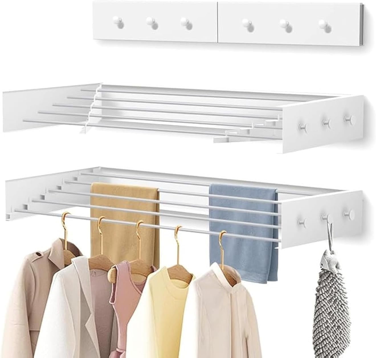 Upgrade Laundry Drying Rack Collapsible, Wall Mounted Drying Rack ...