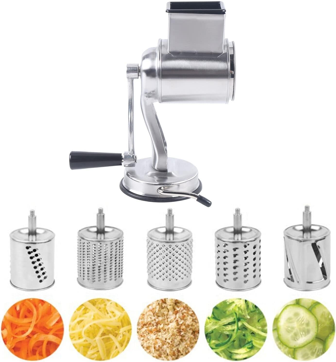 Upgrade Manual Rotary Cheese Grater, Stainless Steel Vegetable Cheese ...