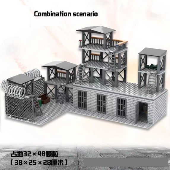 Upgrade Military Base Building Block Sets DIY WW2 Army War scene model ...