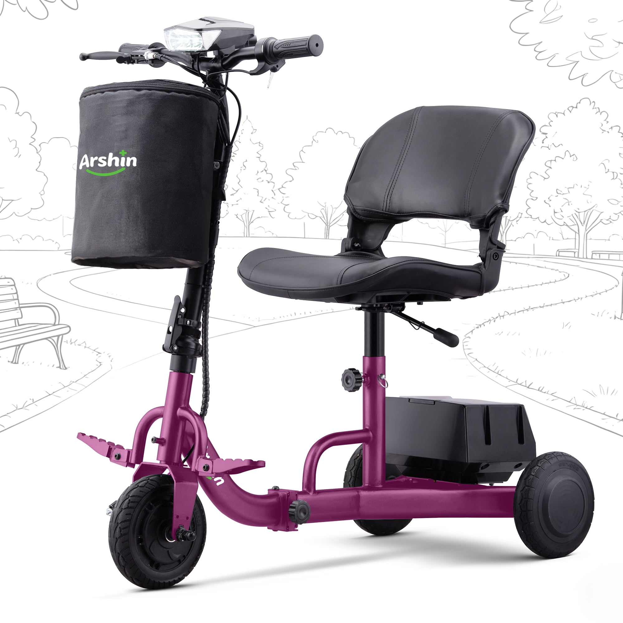 Arshin Lightweight Foldable Mobility Scooter for Seniors & Adults,All ...
