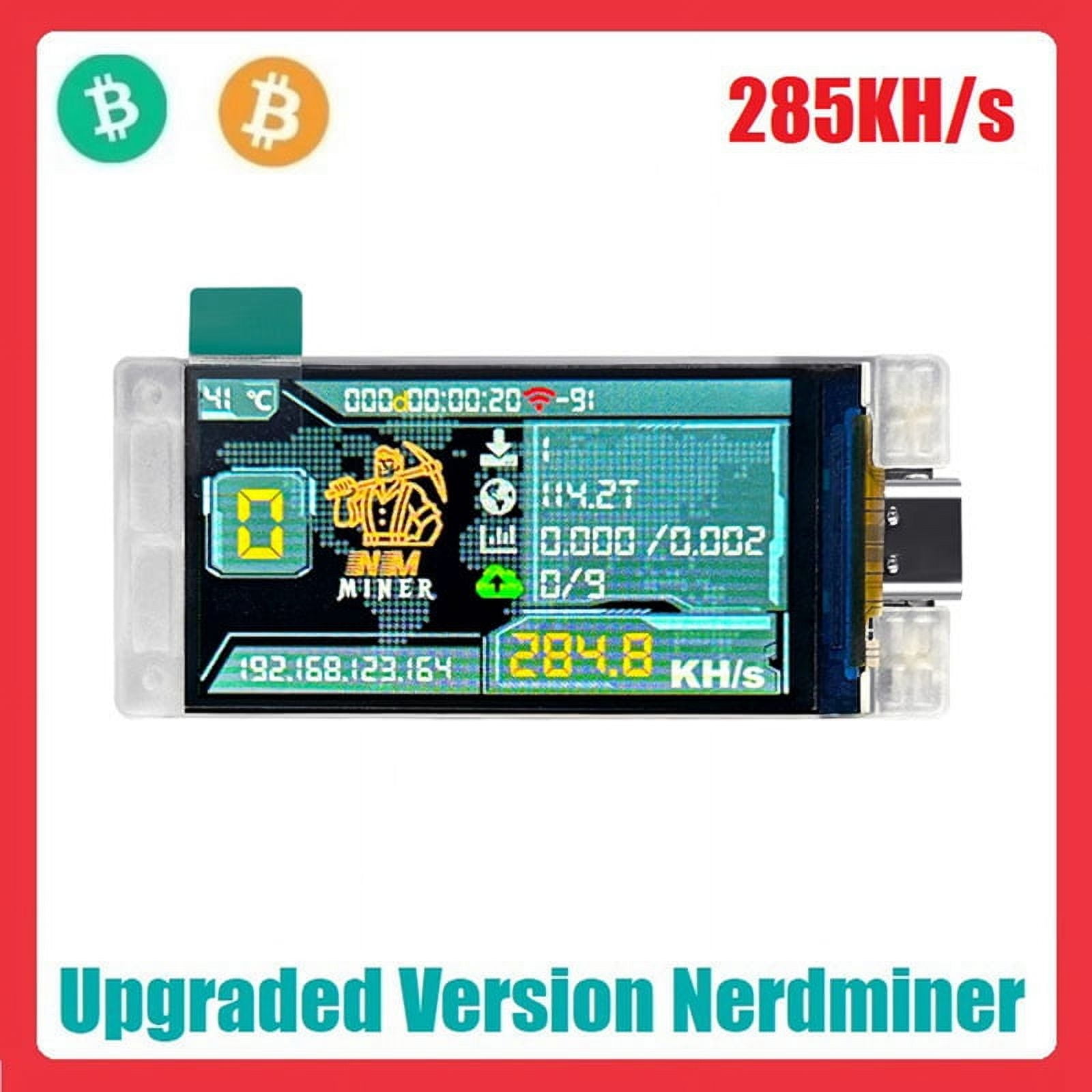 Upgrade NerdMiner 285KH/S BTC Solo Lottery Miner Bitcoin Crypto WiFi Connection Low Power Nerd ...