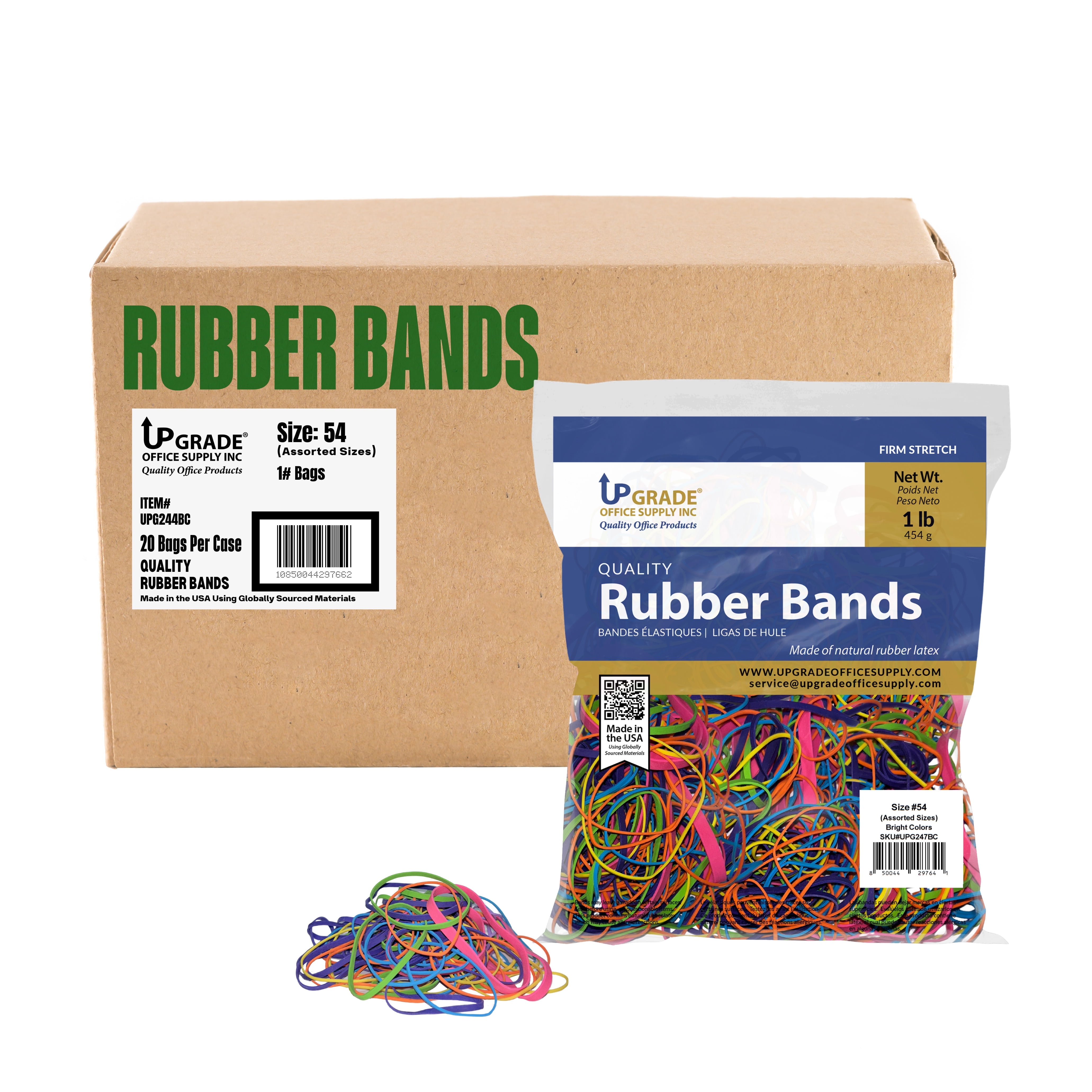 Upgrade Rubber Bands, Assorted Sizes & Bright Colors, Non-Latex, 1 lb ...