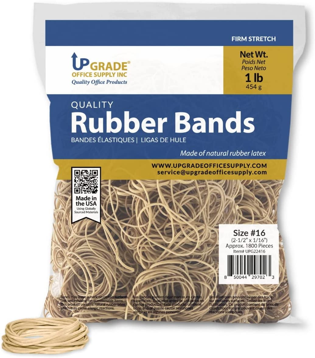 Upgrade Office Supply UPG22416 Rubber Bands, Size #16 (2-1/2" x 1/16"), 1 lb. Bag, Approx. 1,800 ...