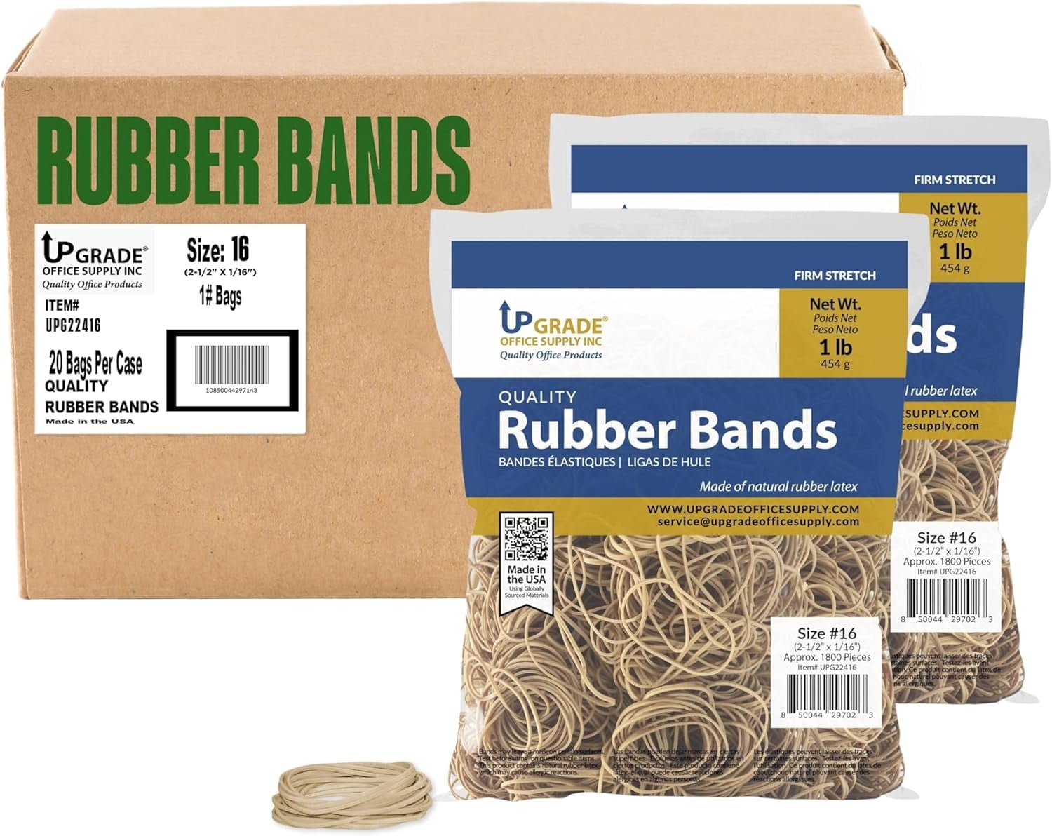 Upgrade Office Supply UPG22416CS Rubber Bands Size 16 2-1/2 x 1/16 1 lb ...