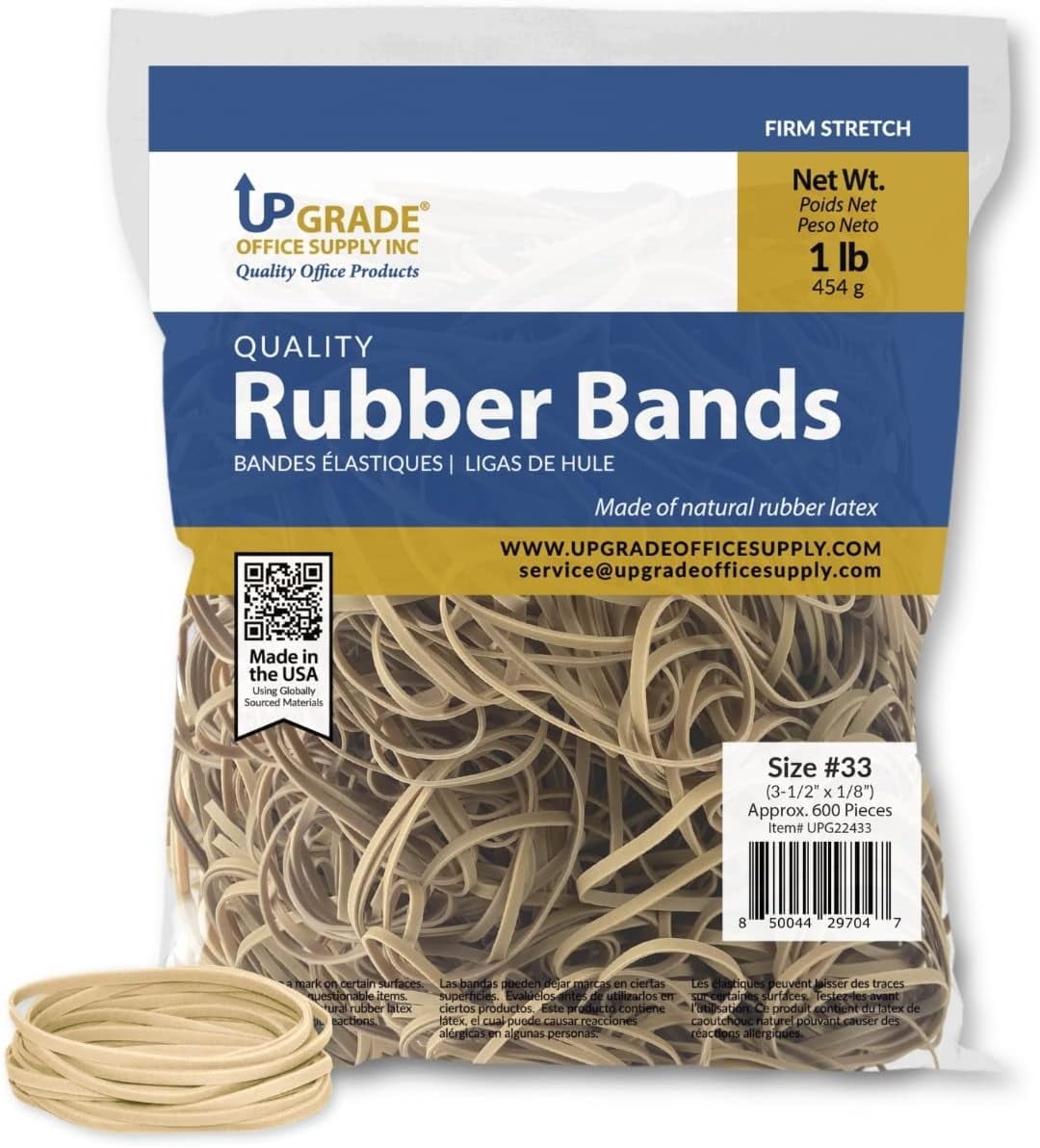 Upgrade Office Supply UPG22433 Rubber Bands Size #33 3-1/2 x 1/8 1 lb ...