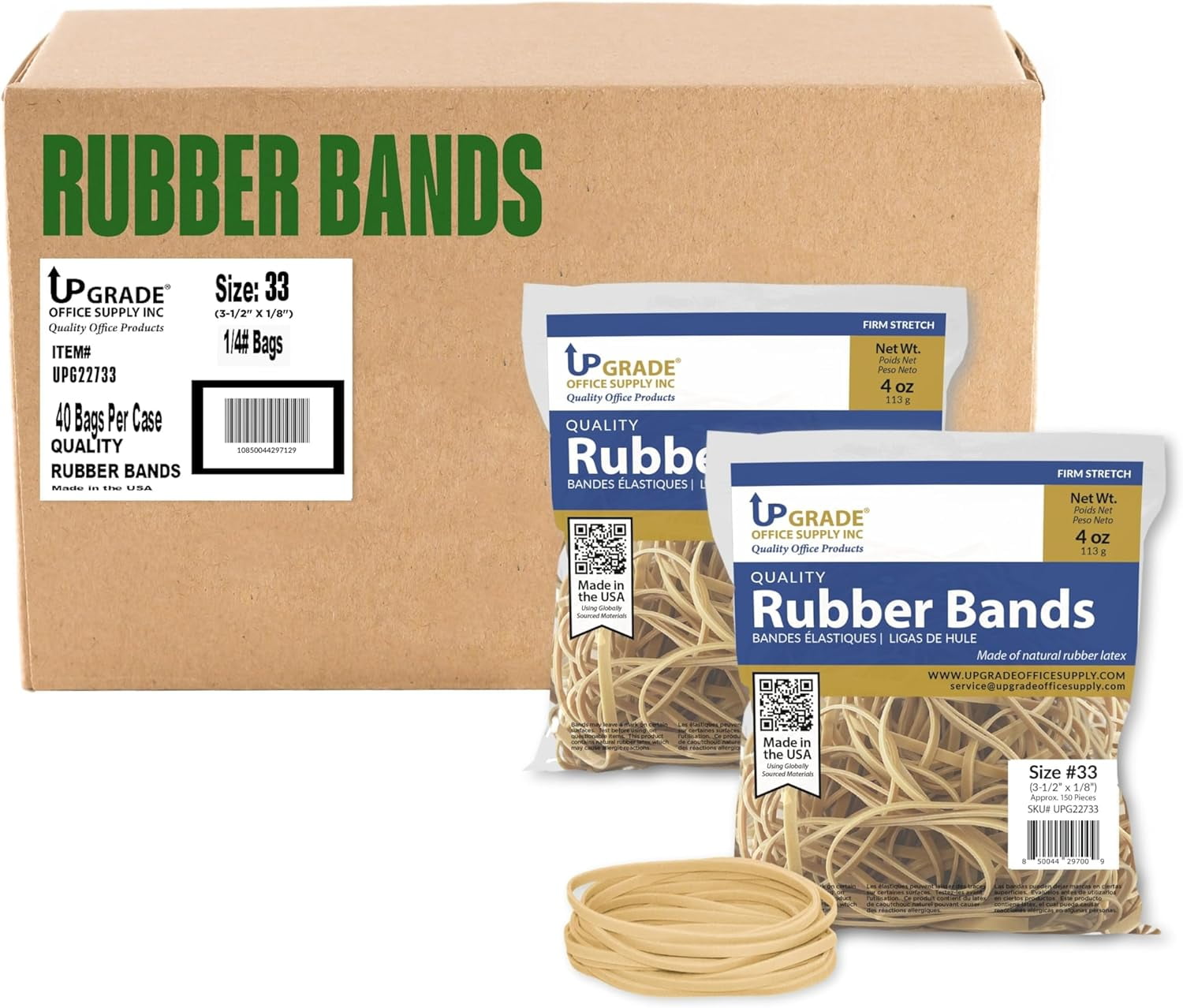 Upgrade Office Supply UPG22733CS Rubber Bands, Size #33 (3-1/2" x 1/8 ...