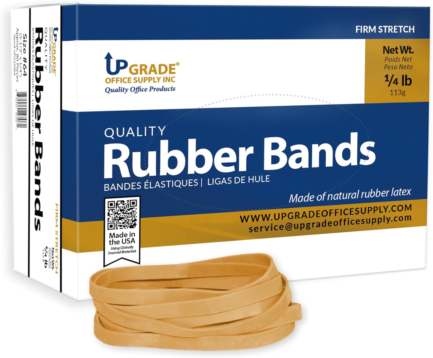 Upgrade Office Supply UPG22964 Rubber Bands, Size #64 (3-1/2” x 1/4 ...