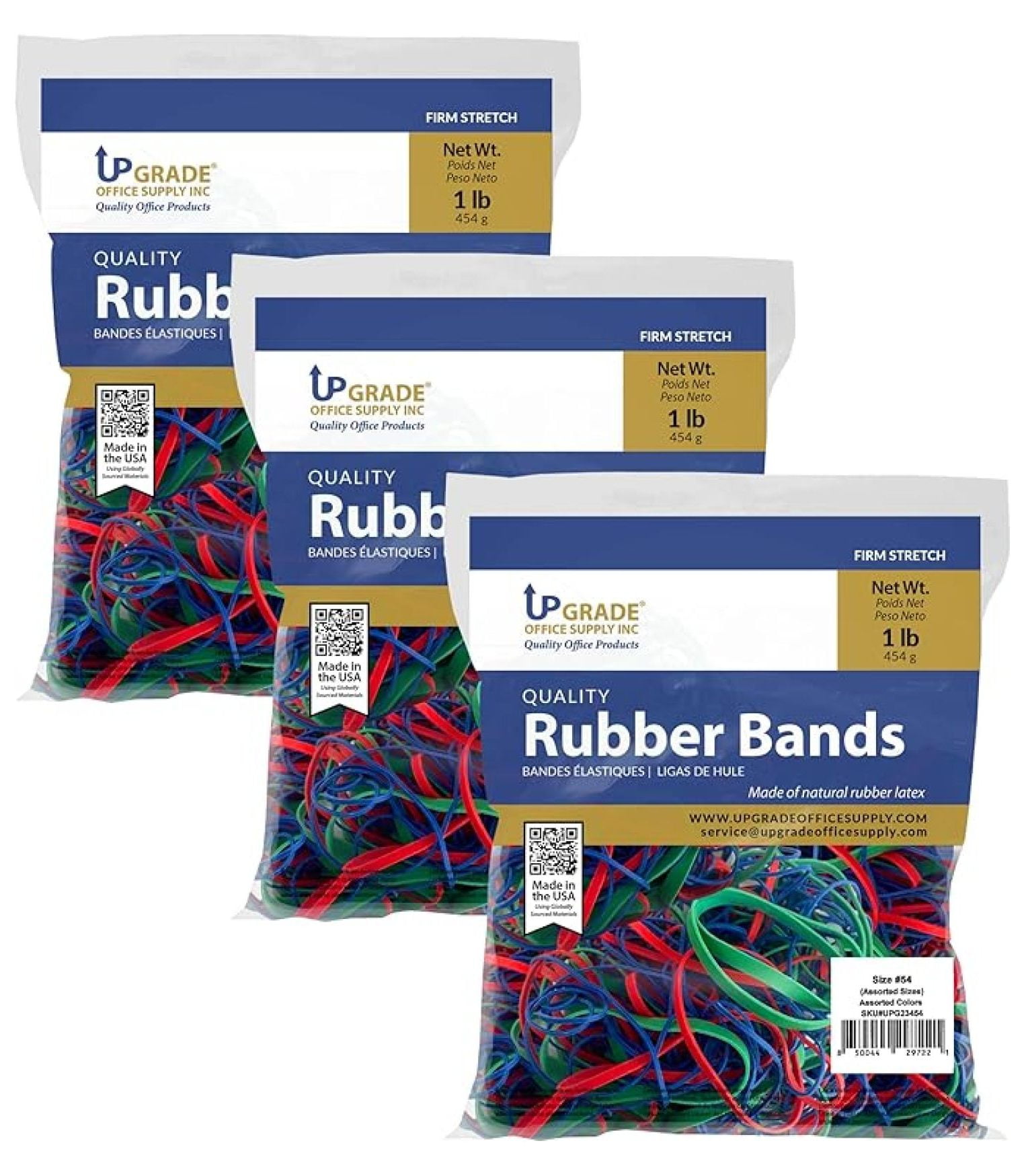 Upgrade Office Supply UPG23454PK3 Rubber Bands, Assorted Size and Color ...