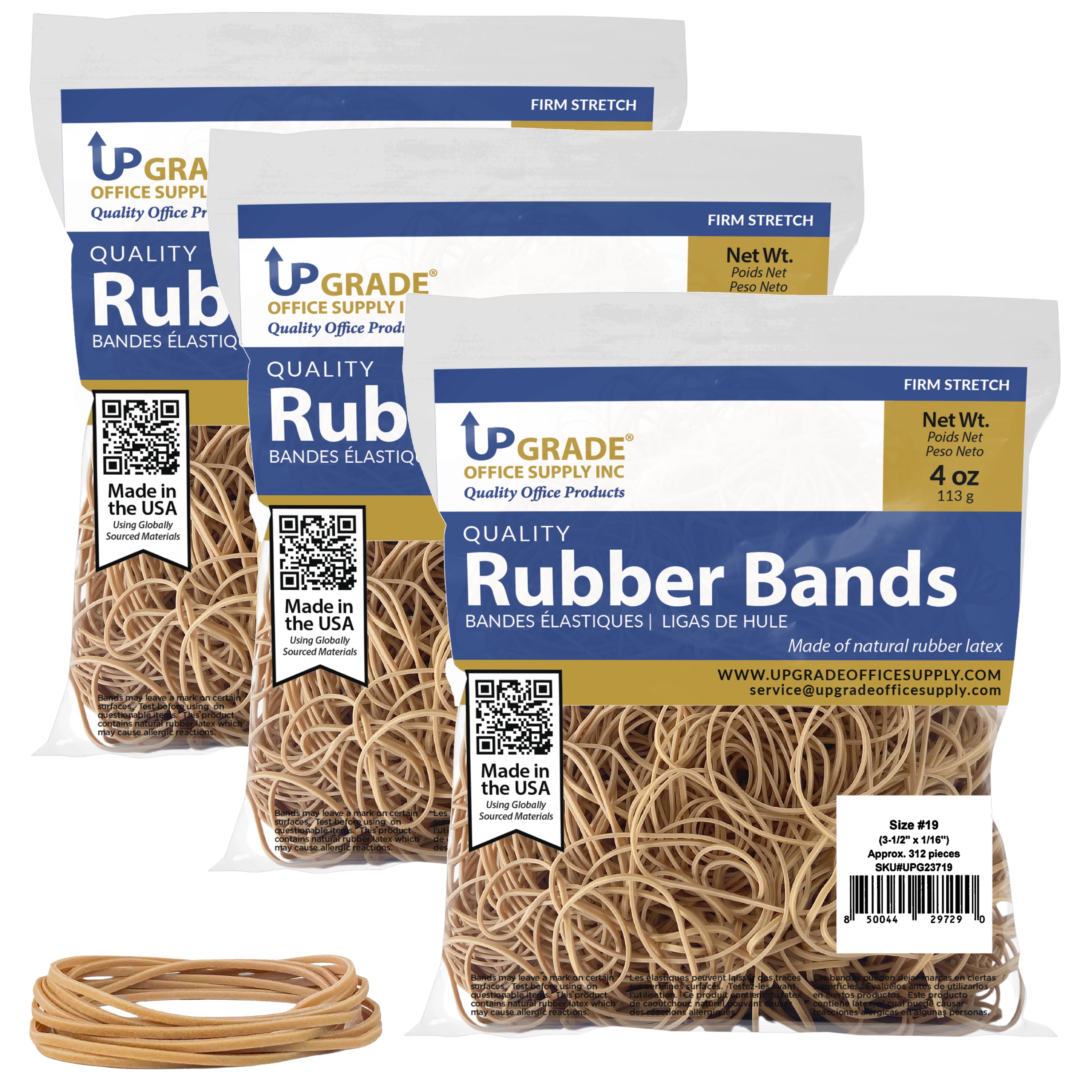 Upgrade Rubber Bands, Size 19, 1/4 lb Bags, 3-Pack, USA - Walmart.com