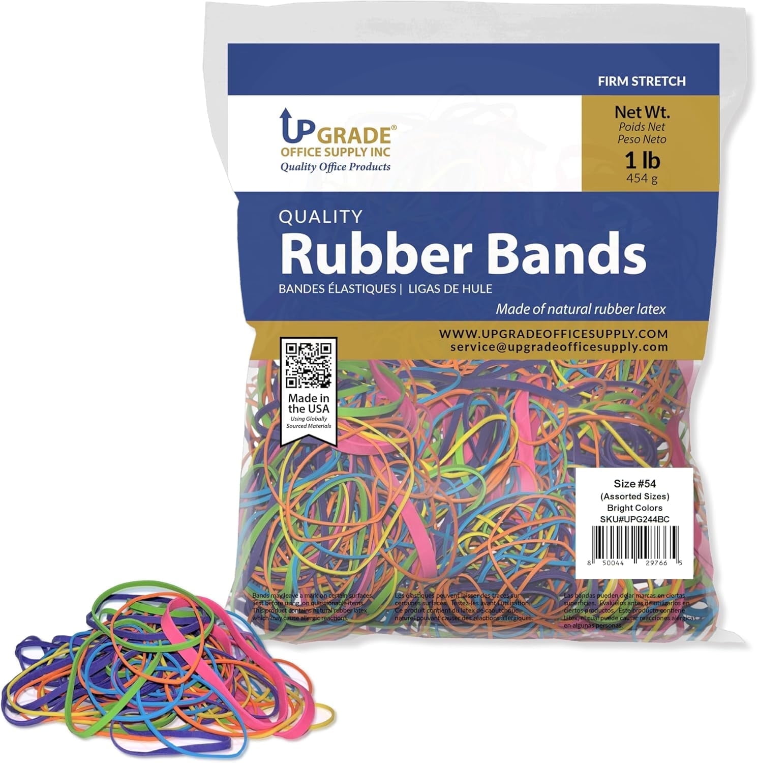 Upgrade Office Supply UPG244BC Non Latex Rubber Bands Size 54 Assorted ...