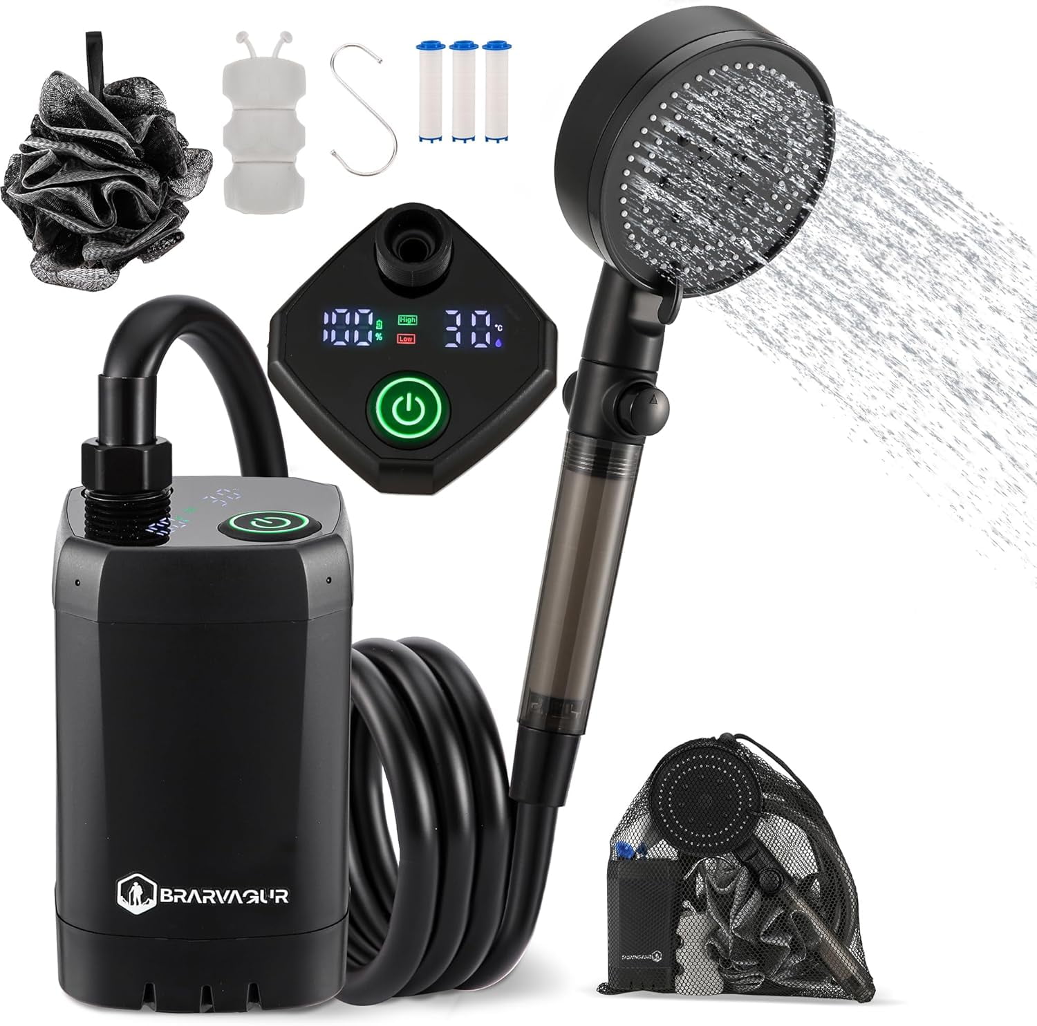 Upgrade Outdoor Portable Camping Shower, 6000mAh Rechargeable Electric ...