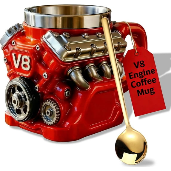 Upgrade Personalized V8 Engine Coffee Mug with Spoon, 11 Oz Creative ...