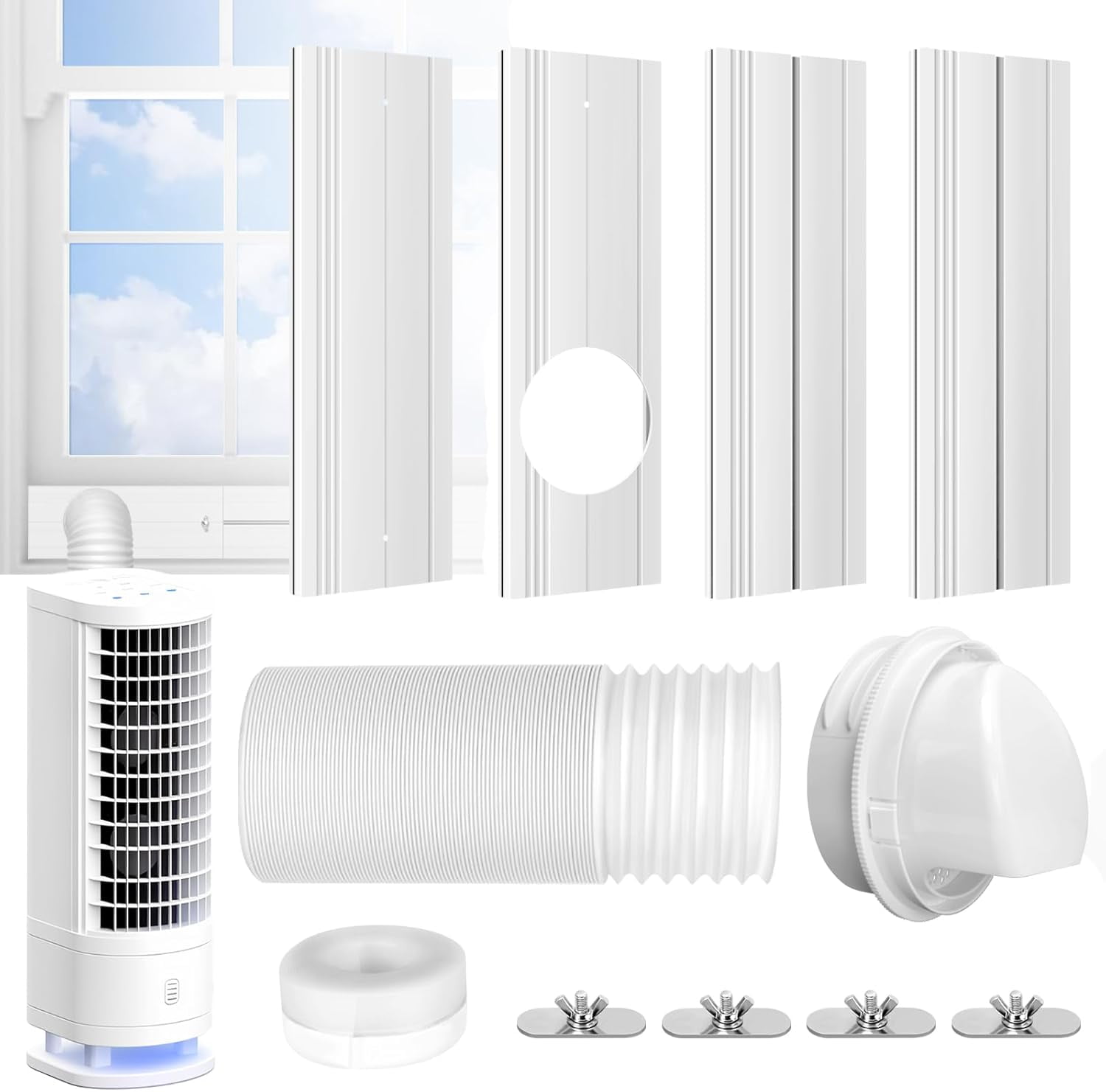Upgrade Portable Air Conditioner Window Kit with 5.9Inch Exhaust Hose ...