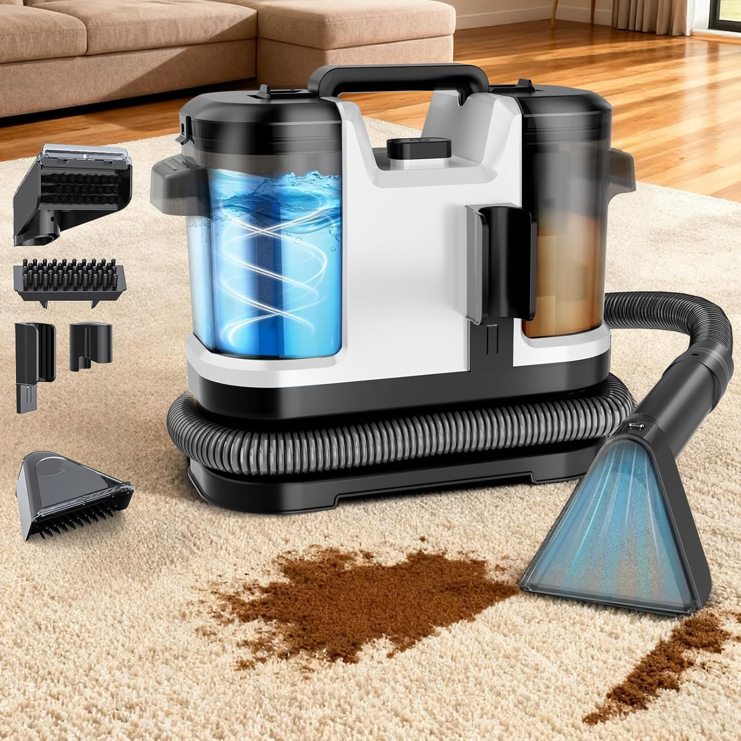 -Upgrade Portable Carpet & Upholstery Cleaner Machine, Small Handheld ...