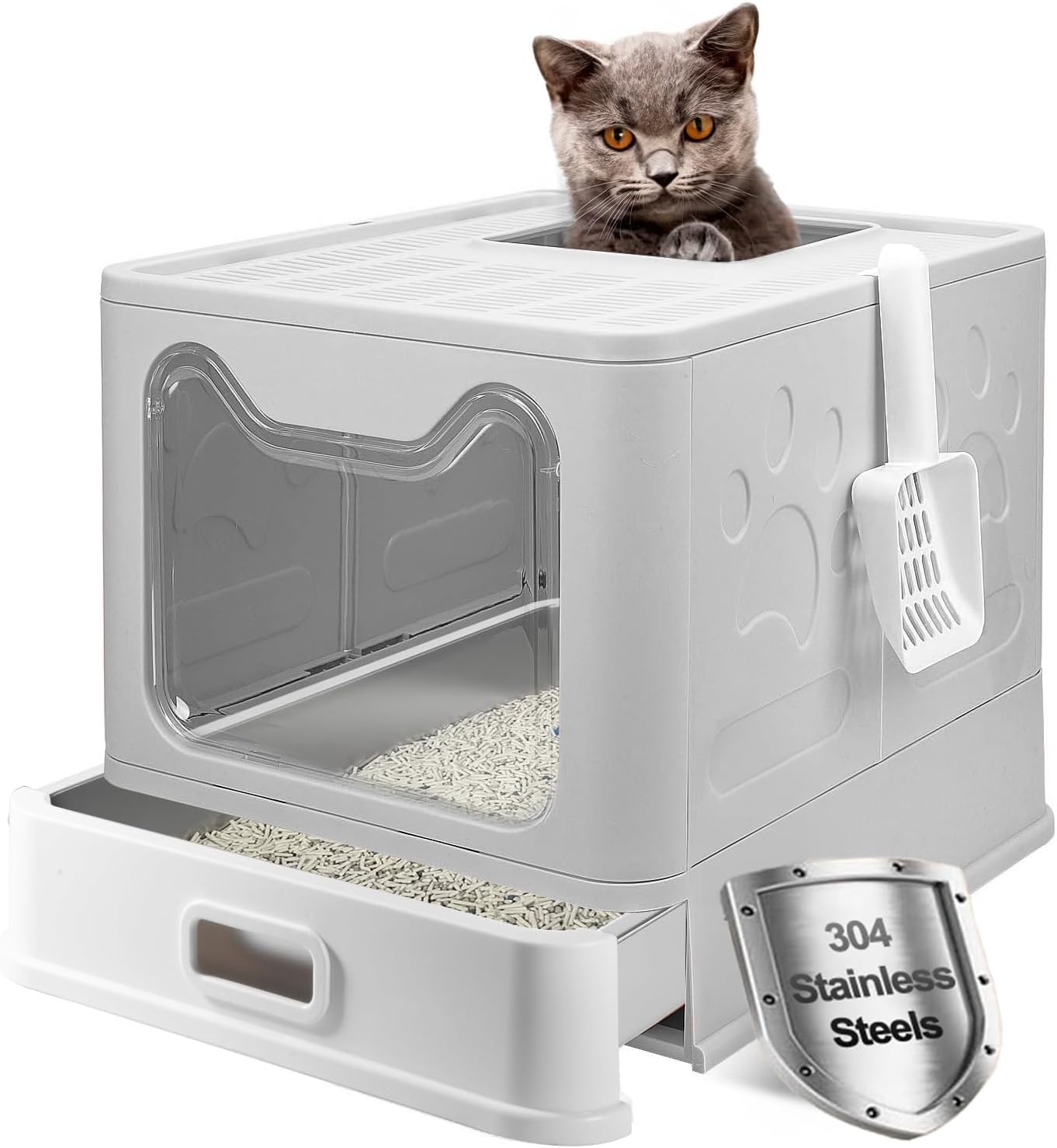 Upgrade Portable Litter Box, Top Entry Cat Box with Lid, No Leakage ...