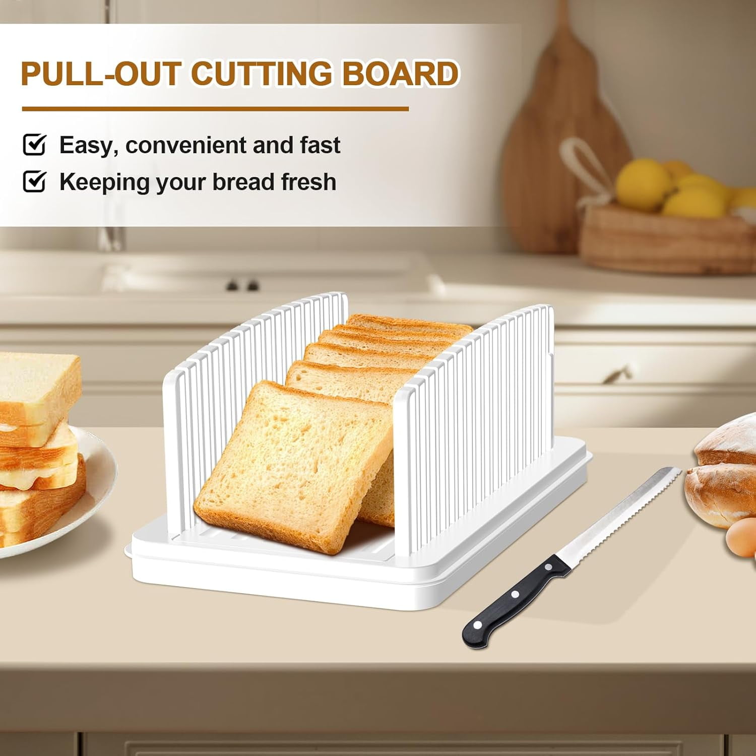 Upgrade Pull Out Bread Slicer for Homemade Bread with Bread Box ...