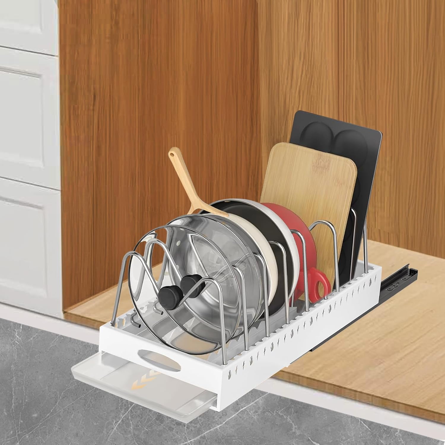 Upgrade Pull Out Pot and Pan Organizer for Under Cabinet Adhesive 7 ...