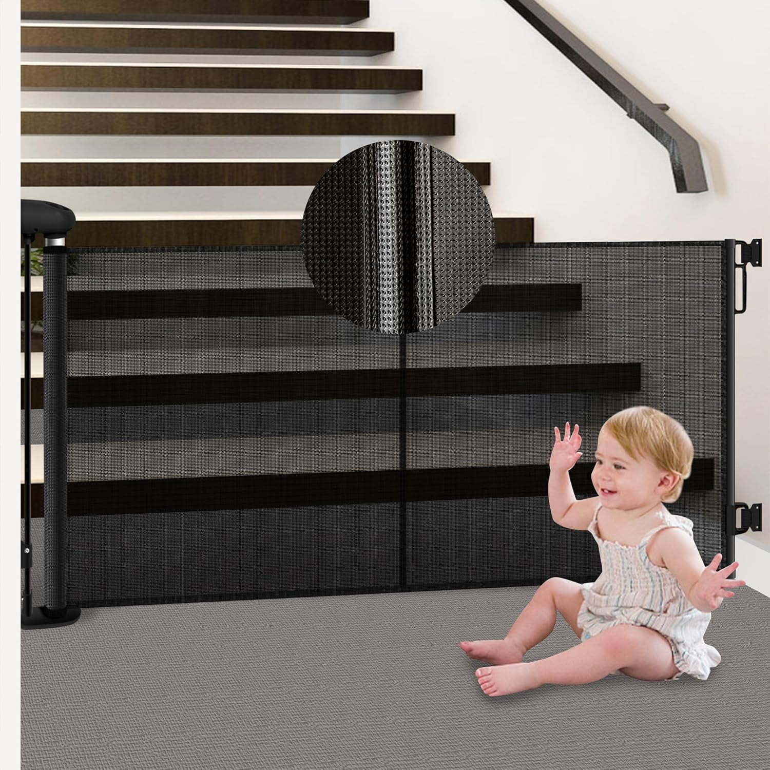 Upgrade Retractable Gate with Reinforced Strips Extends up to 71" Wide ...