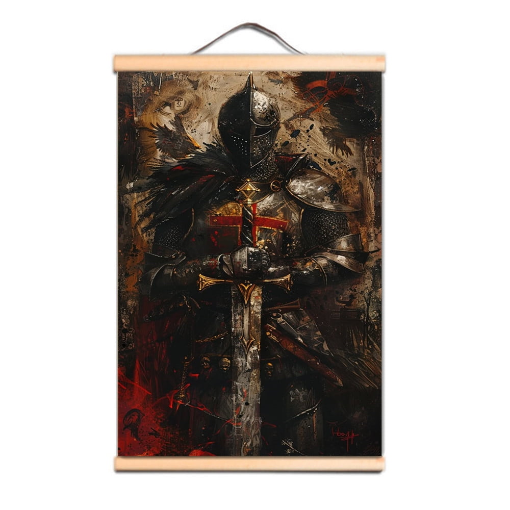Upgrade Your Room Wall Decor with This Armor Warrior Canvas Scroll ...