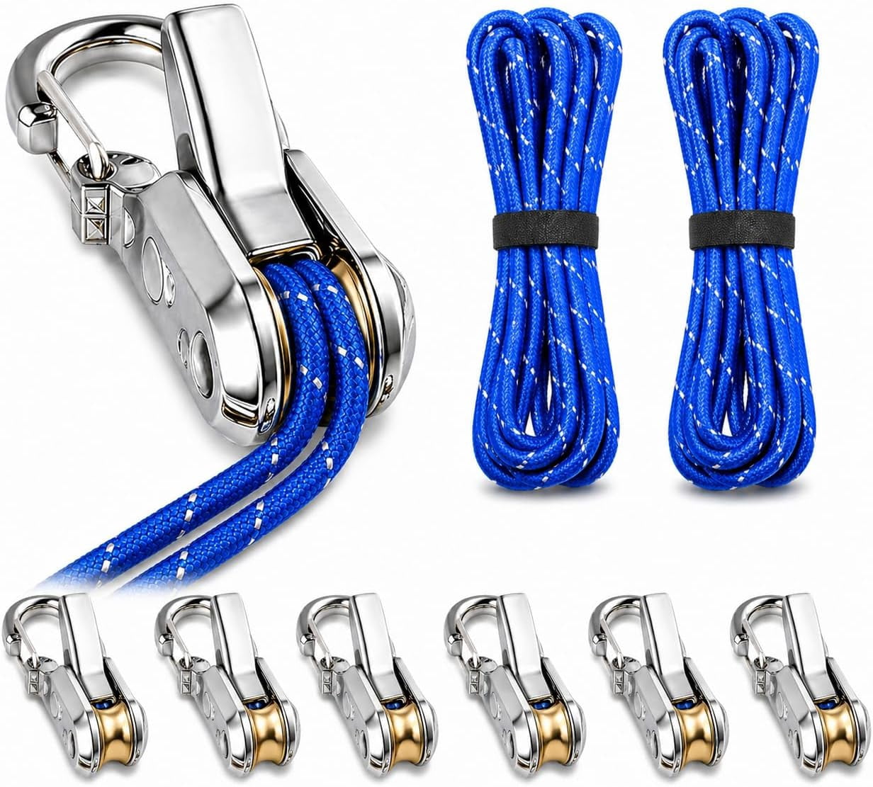 Upgrade Rope Rollers 6 Pack with Paracord Tensioner & Reflective Nylon ...
