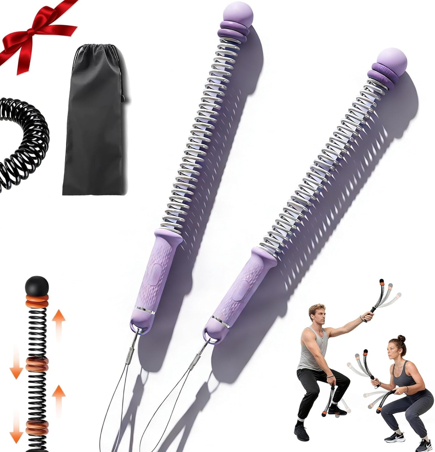 Upgrade Ropeless Battle Ropes Adjustable Weight(2 Pack),Portable Quiet ...