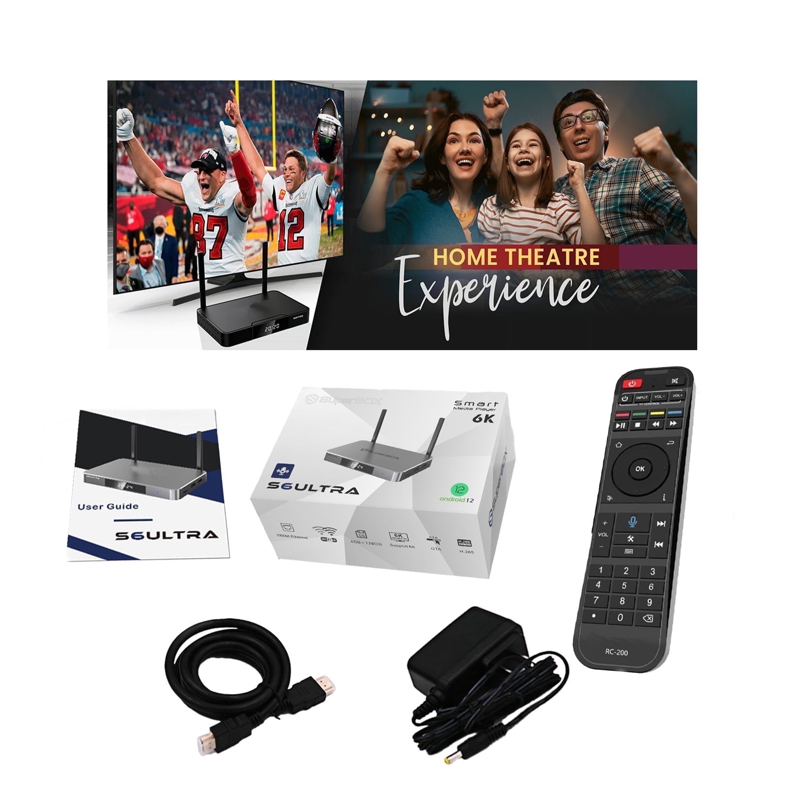 Superbox S6 Ultra 4G RAM+128G ROM,Time Shift Feature,6K,Voice Control Media Players - Walmart.com