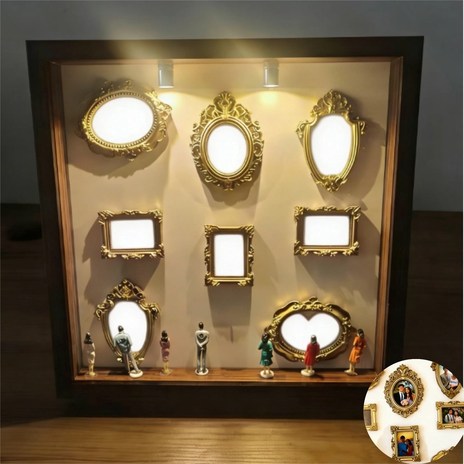 AVYERVO Shadow Box Decor Kit, DIY Mini Gold Frames with Figurines ...