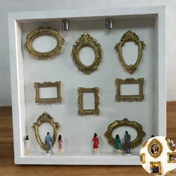 AVYERVO Shadow Box Decor Kit, DIY Mini Gold Frames with Figurines ...
