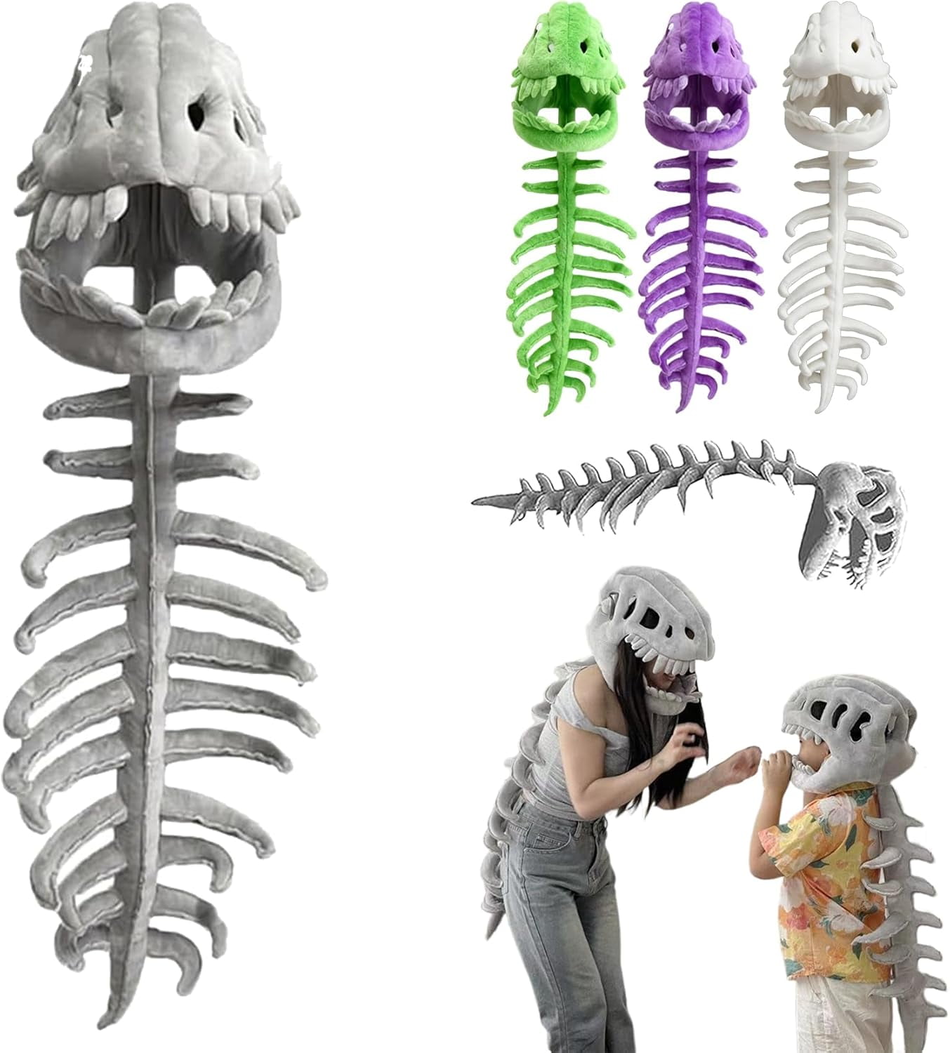 Upgrade Silly Dino Plush,Dinosaur Skeleton Plush Costume with Dinosaur ...