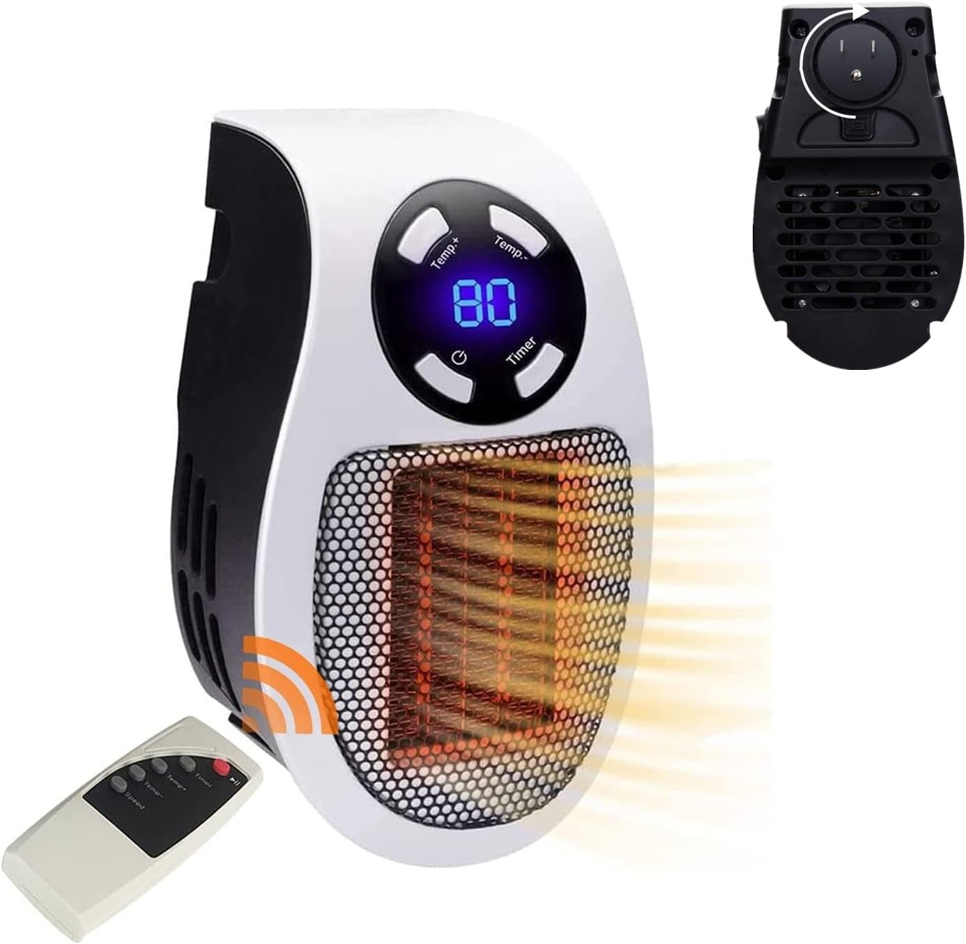 Smart Wall Space Heater 500W/800W, Portable, Adjustable Thermostat ...